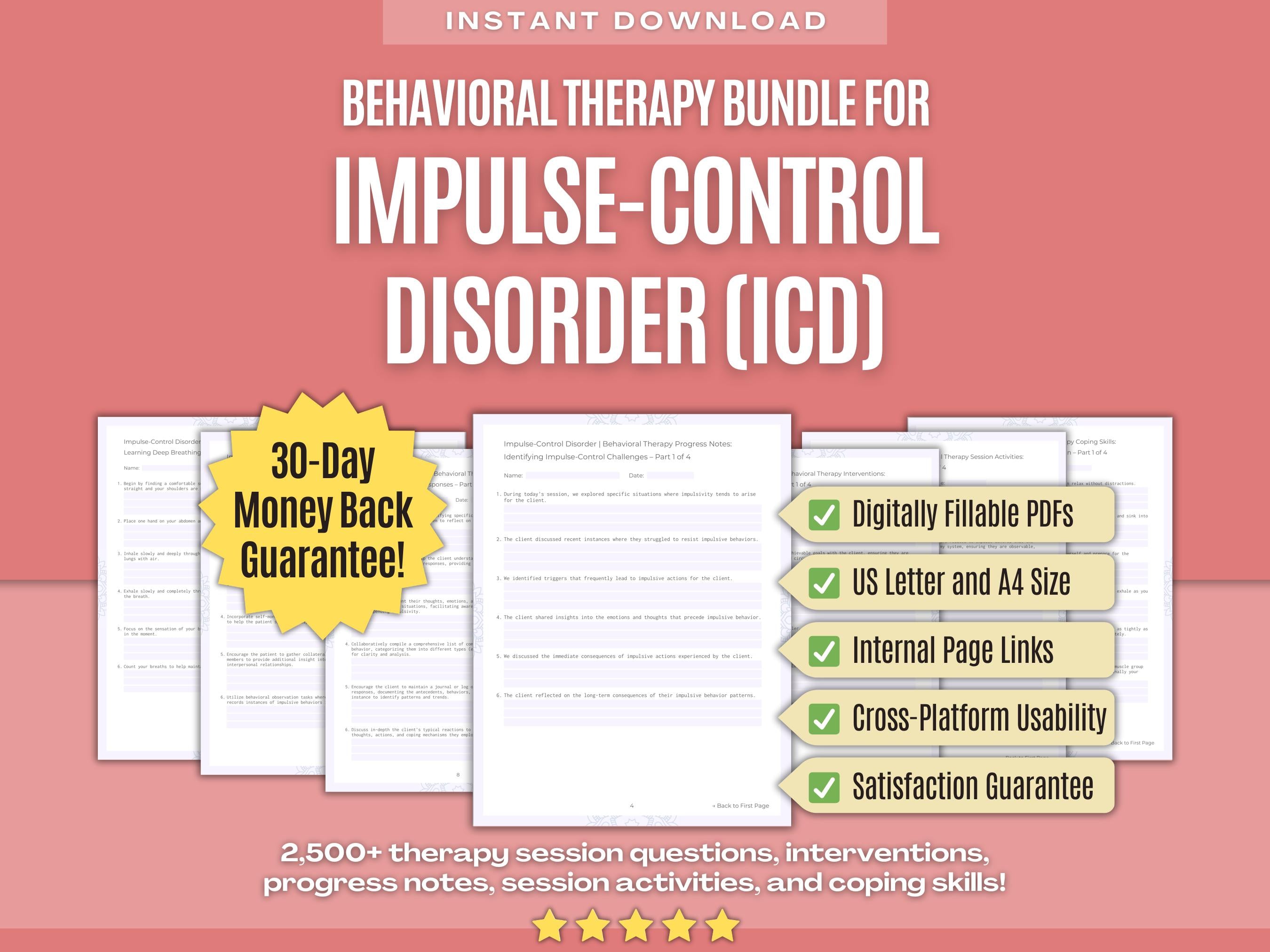 Impulse-Control Disorder (ICD) Behavioral Therapy Resources Bundle ...