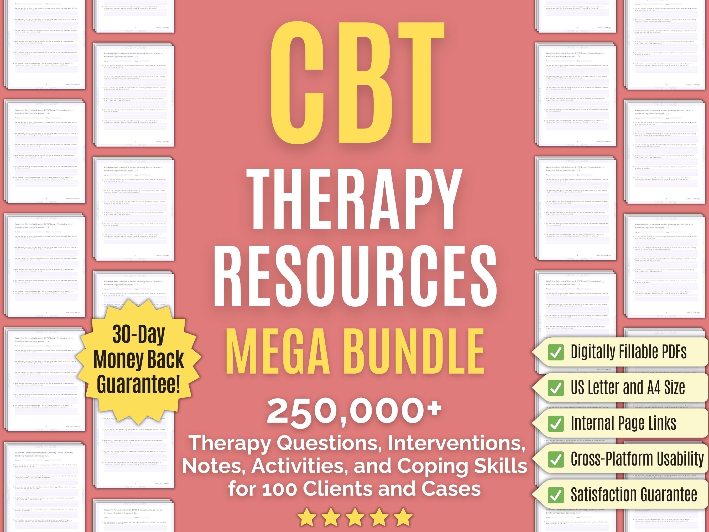 Cognitive Behavioral Therapy (CBT) Resources Workbooks Mega Bundle ...