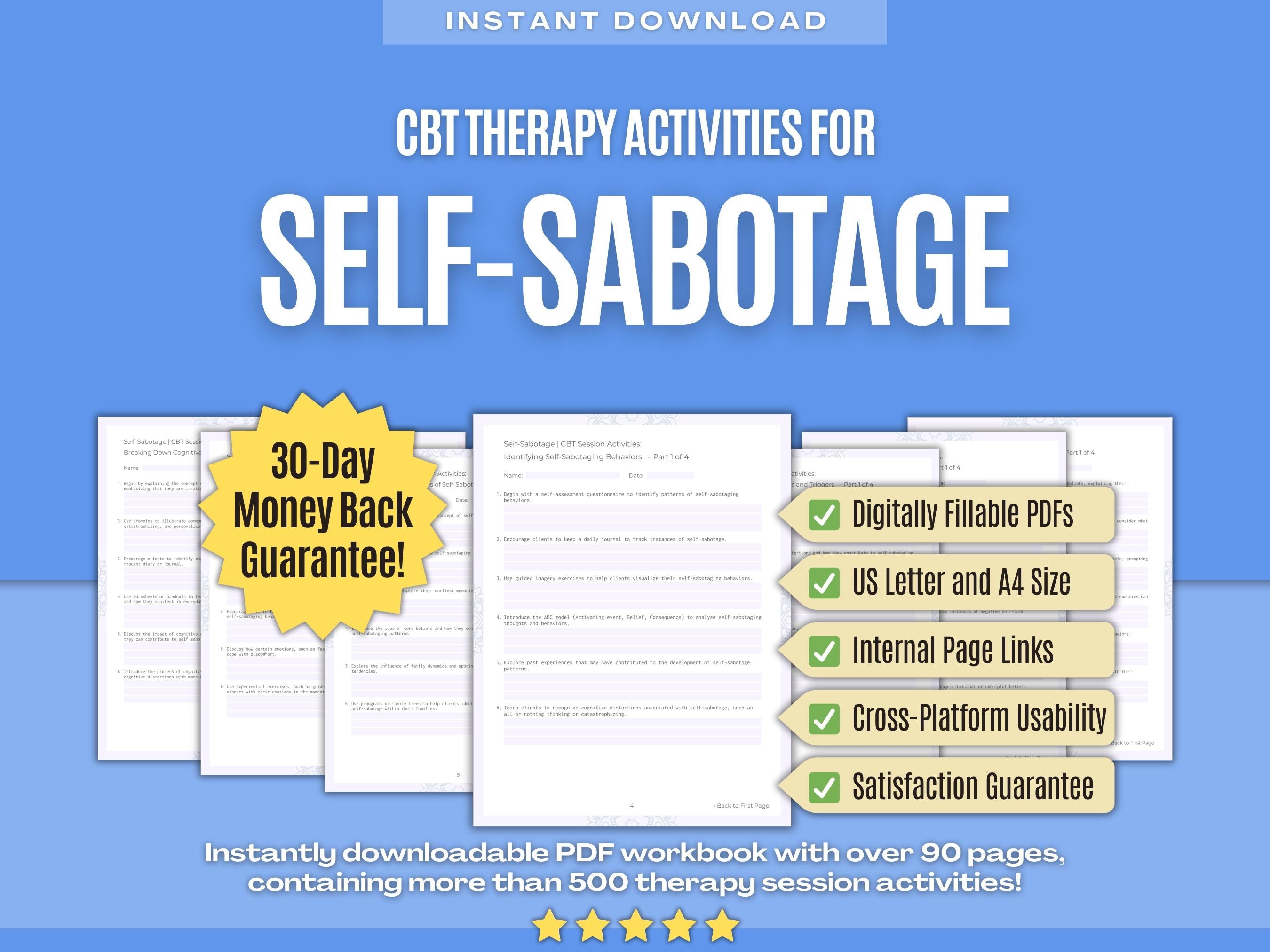 Self-Sabotage Cognitive Behavioral Therapy (CBT) Session Activities ...