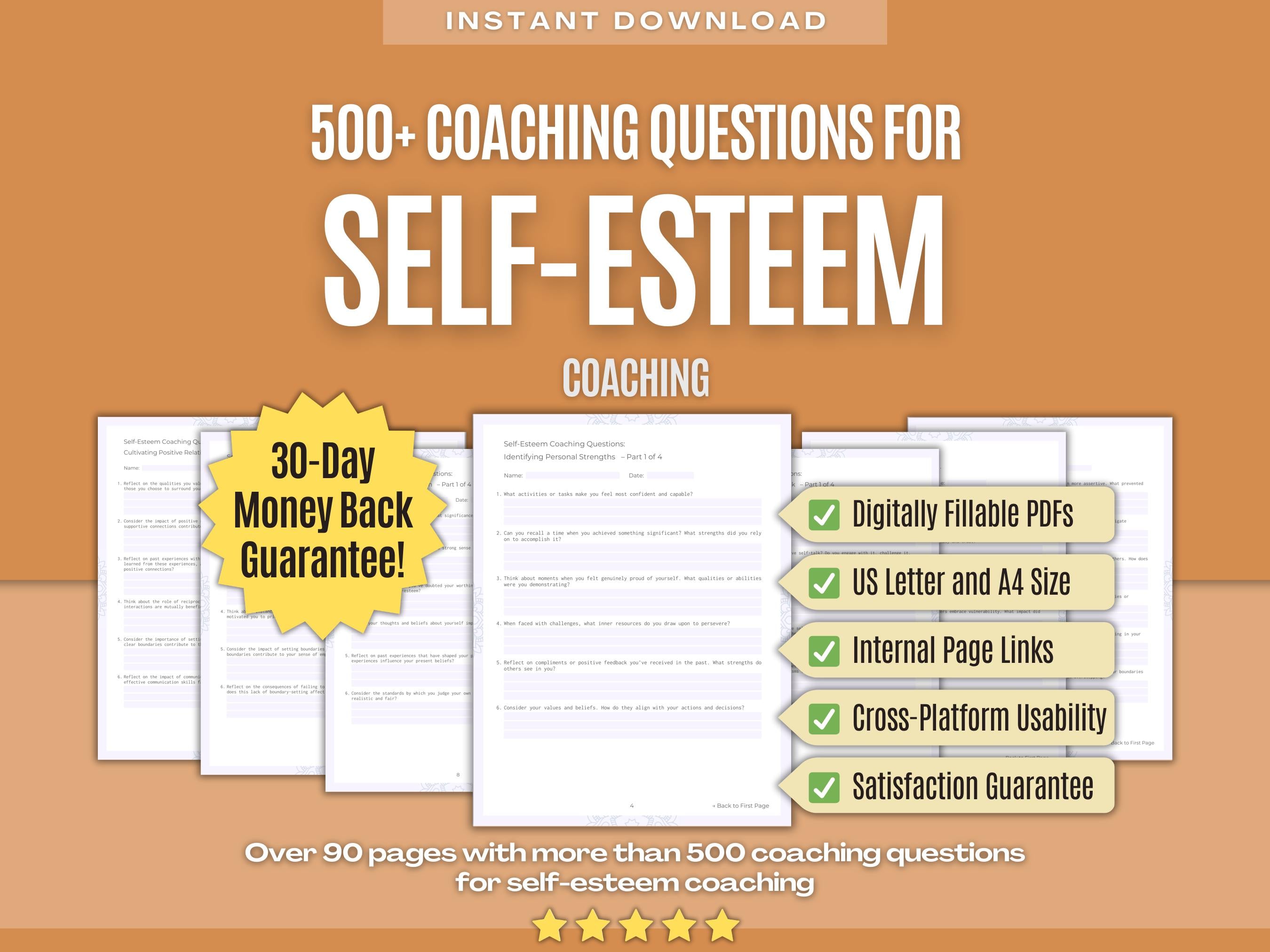 500+ Self-Esteem Coaching Questions Workbook | Karlstein Publishing