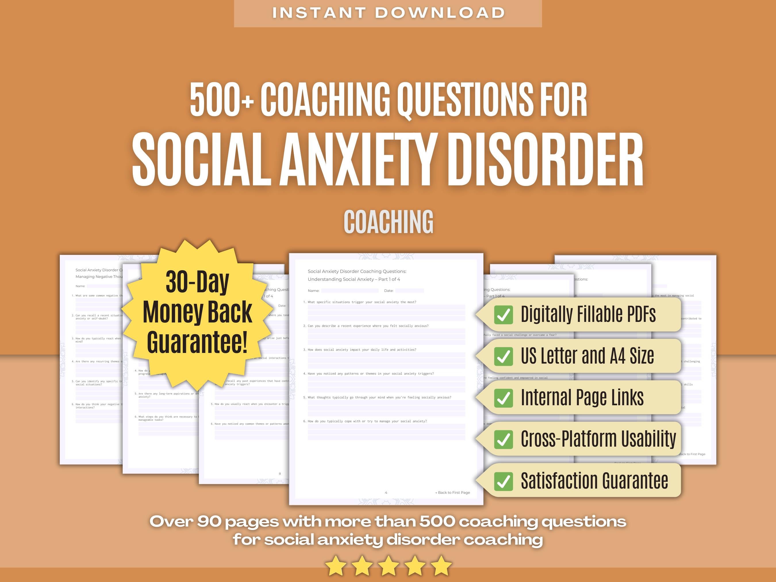 500+ Social Anxiety Disorder Coaching Questions Workbook | Karlstein ...