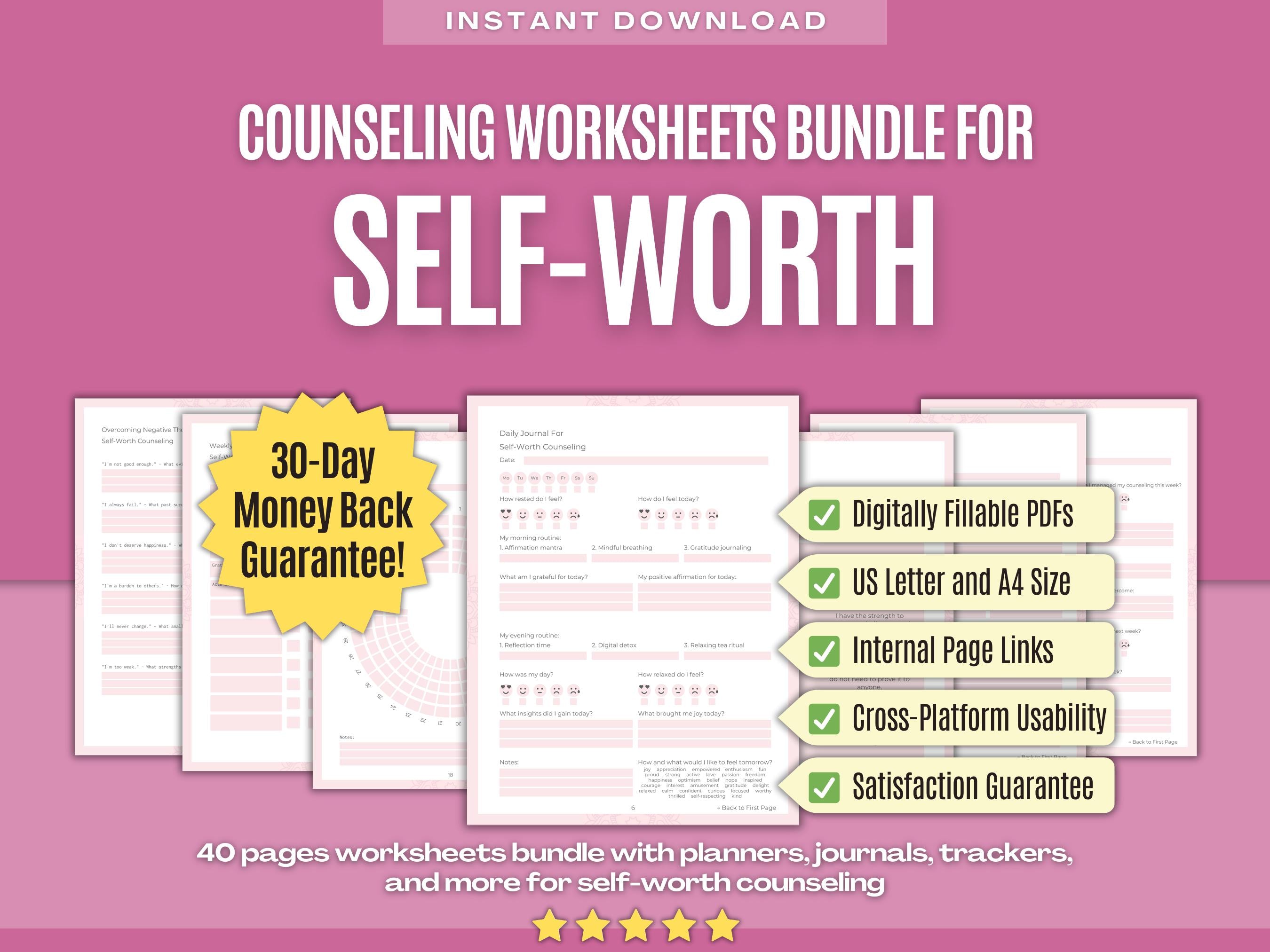 Self-Worth PDF Worksheets Bundle | Karlstein Publishing