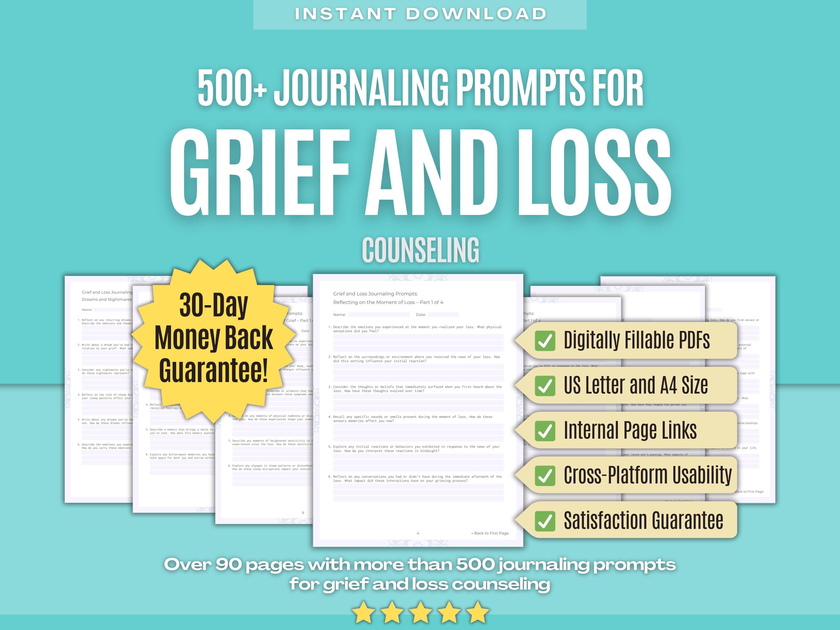 500+ Grief and Loss Journaling Prompts Workbook | Karlstein Publishing