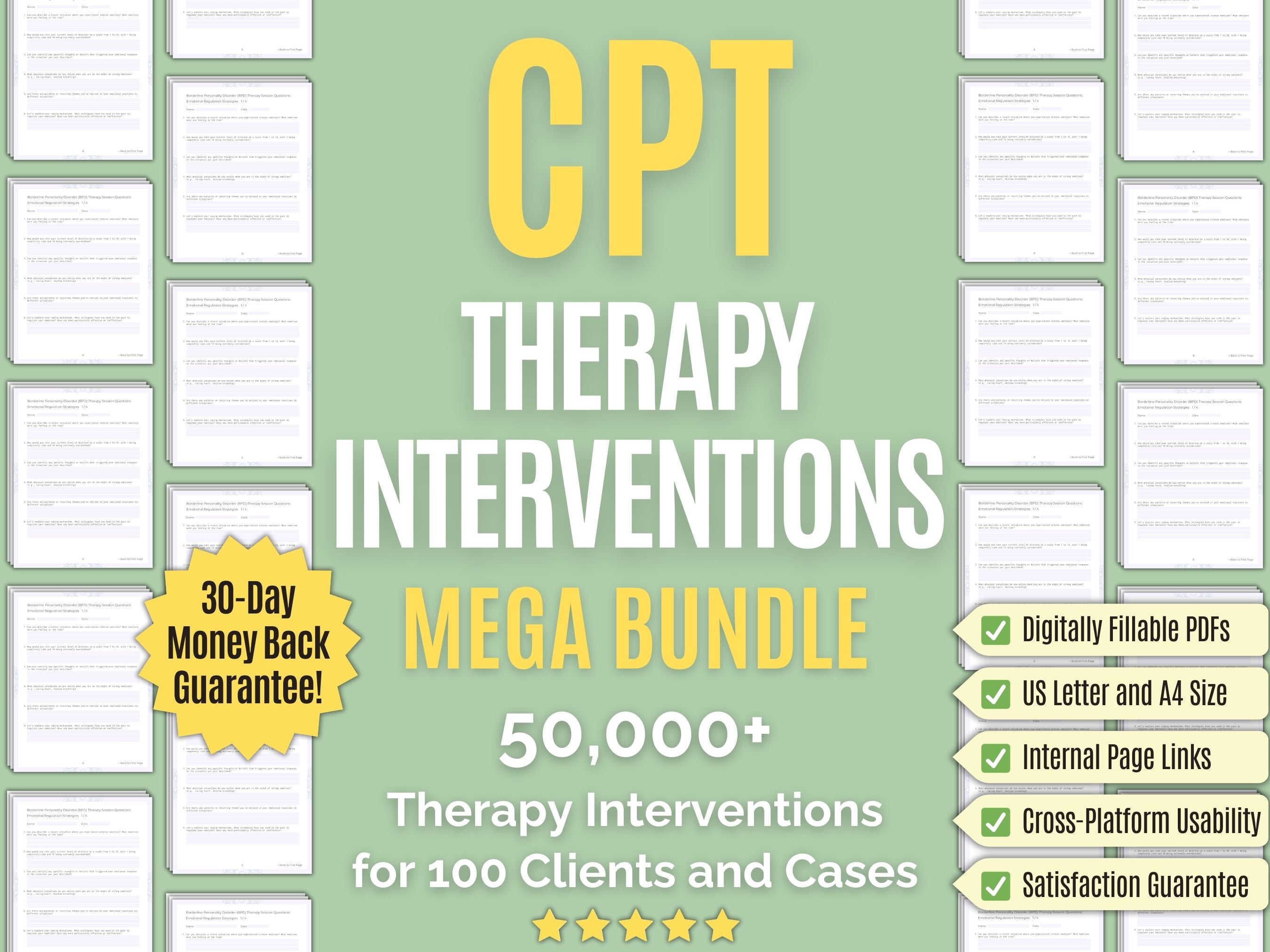 Cognitive Processing Therapy (CPT) Interventions Workbooks Mega Bundle ...