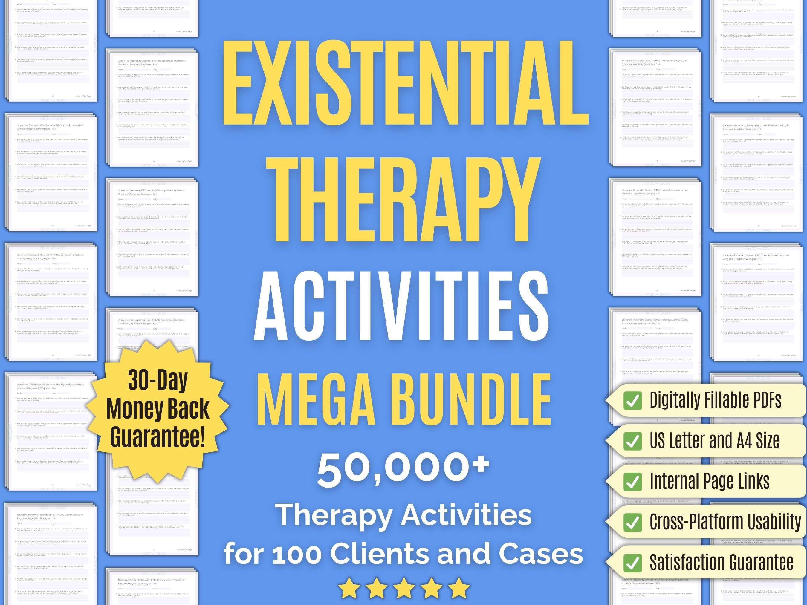 Existential Therapy Session Activities Workbooks Mega Bundle ...