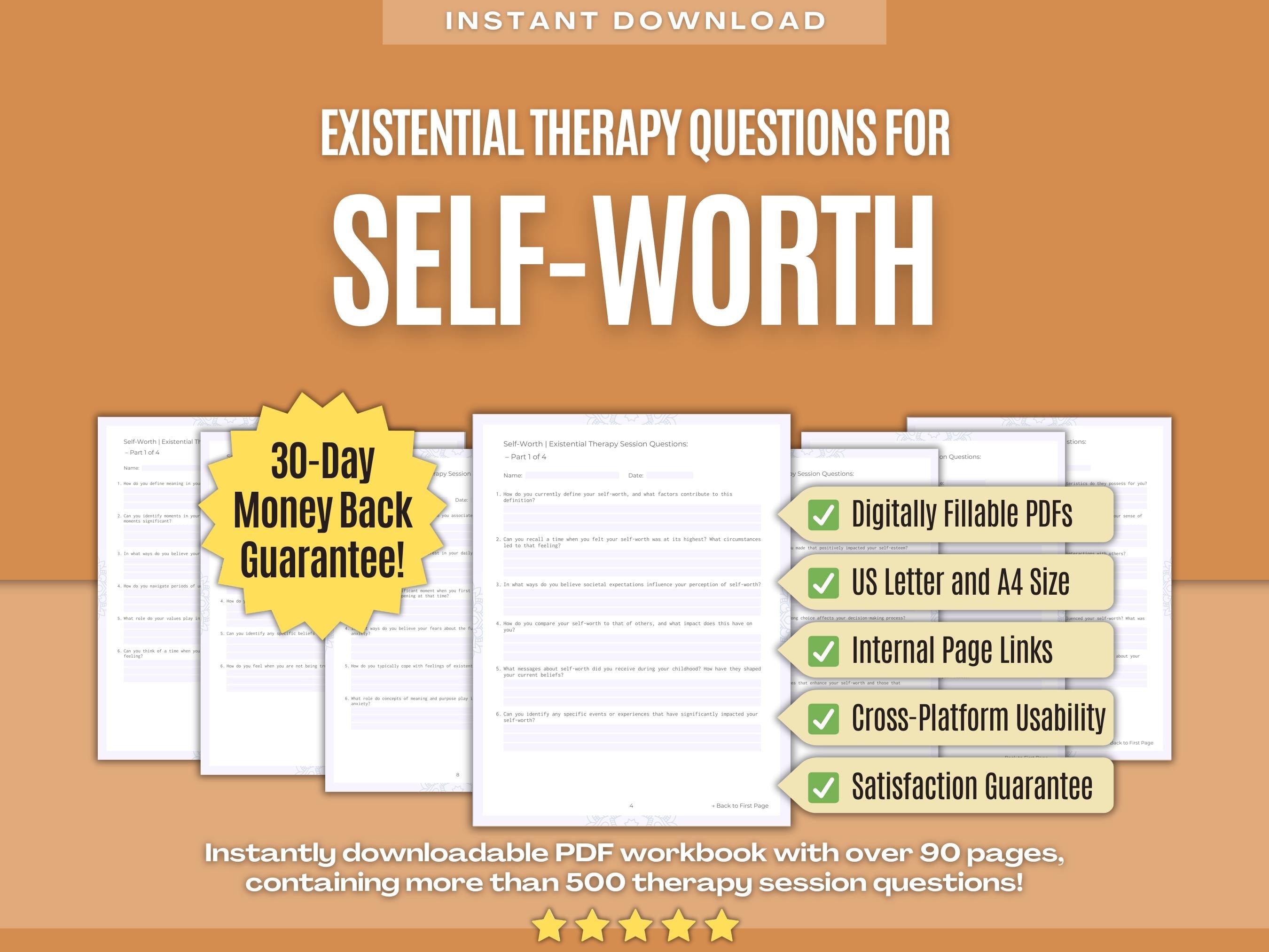 Self-Worth Existential Therapy Session Questions Workbook – Karlstein ...