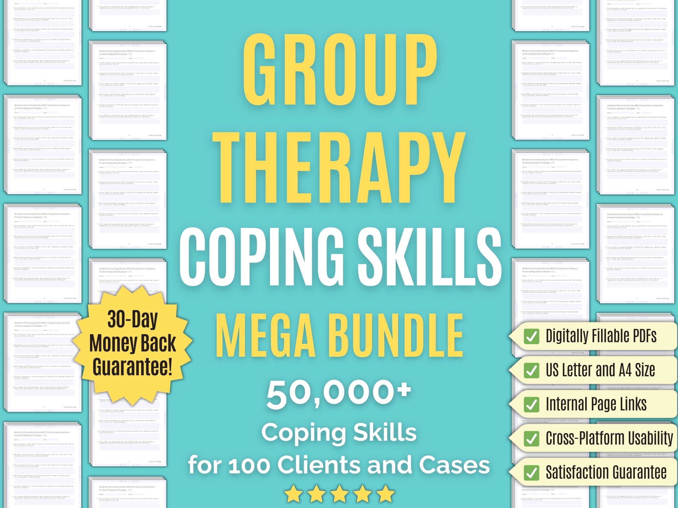 Group Therapy Coping Skills Workbooks Mega Bundle – Karlstein Publishing
