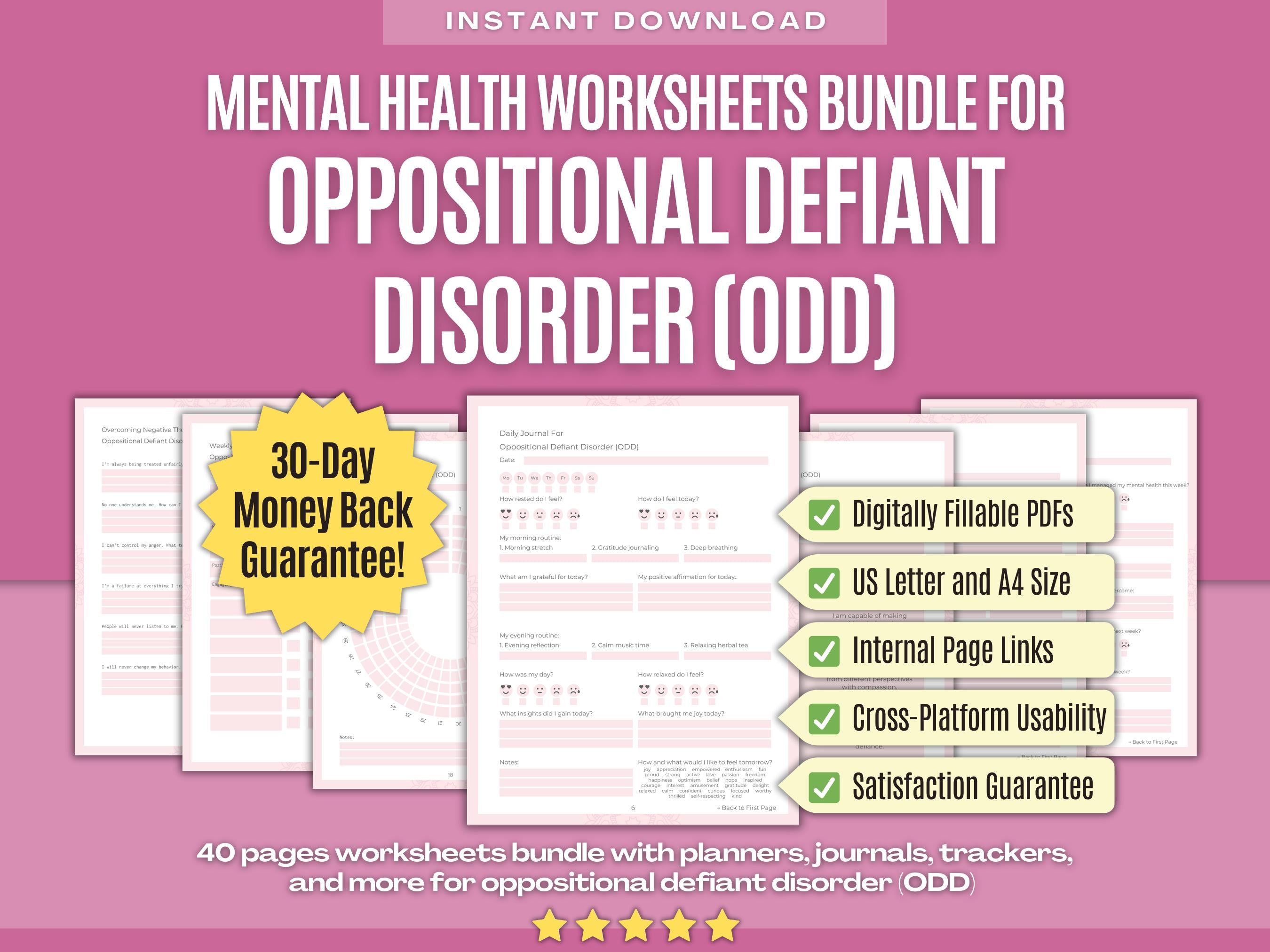 Oppositional Defiant Disorder PDF Worksheets Bundle | Karlstein Publishing