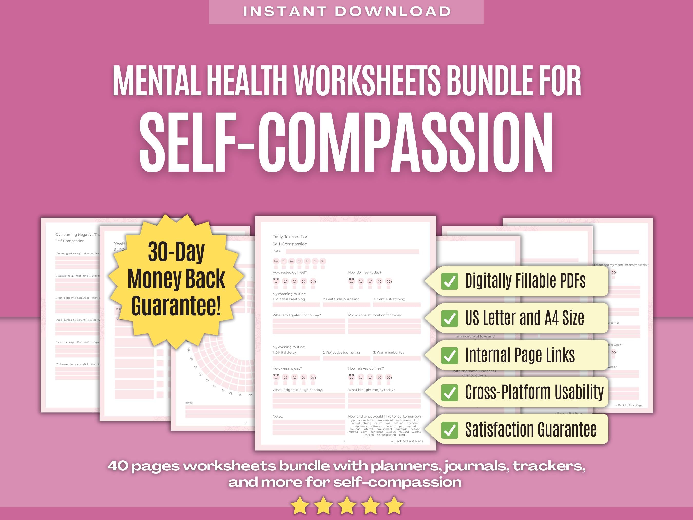 Self-Compassion PDF Worksheets Bundle | Karlstein Publishing