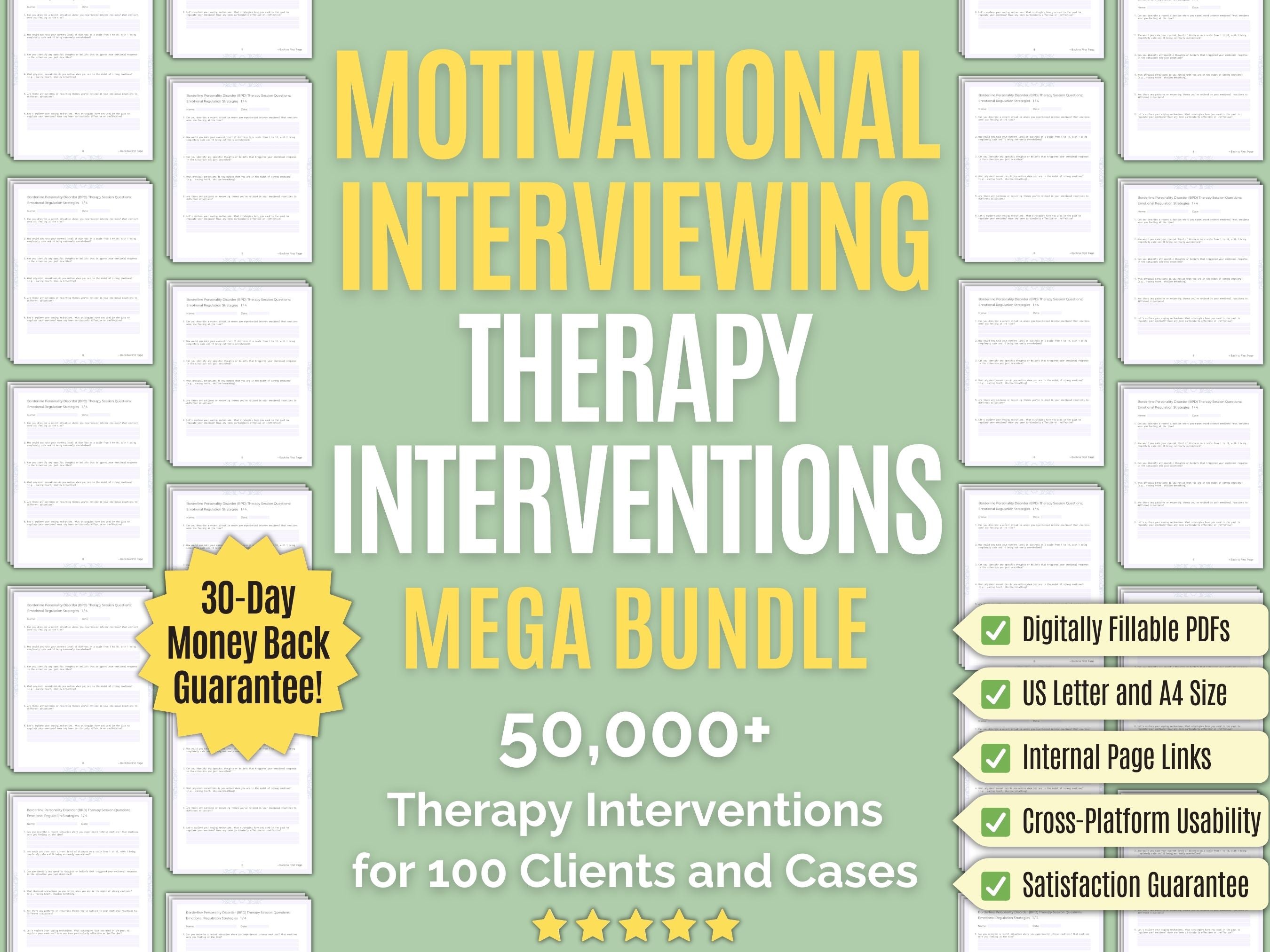 Motivational Interviewing Therapy Interventions Workbooks Mega Bundle – Karlstein Publishing
