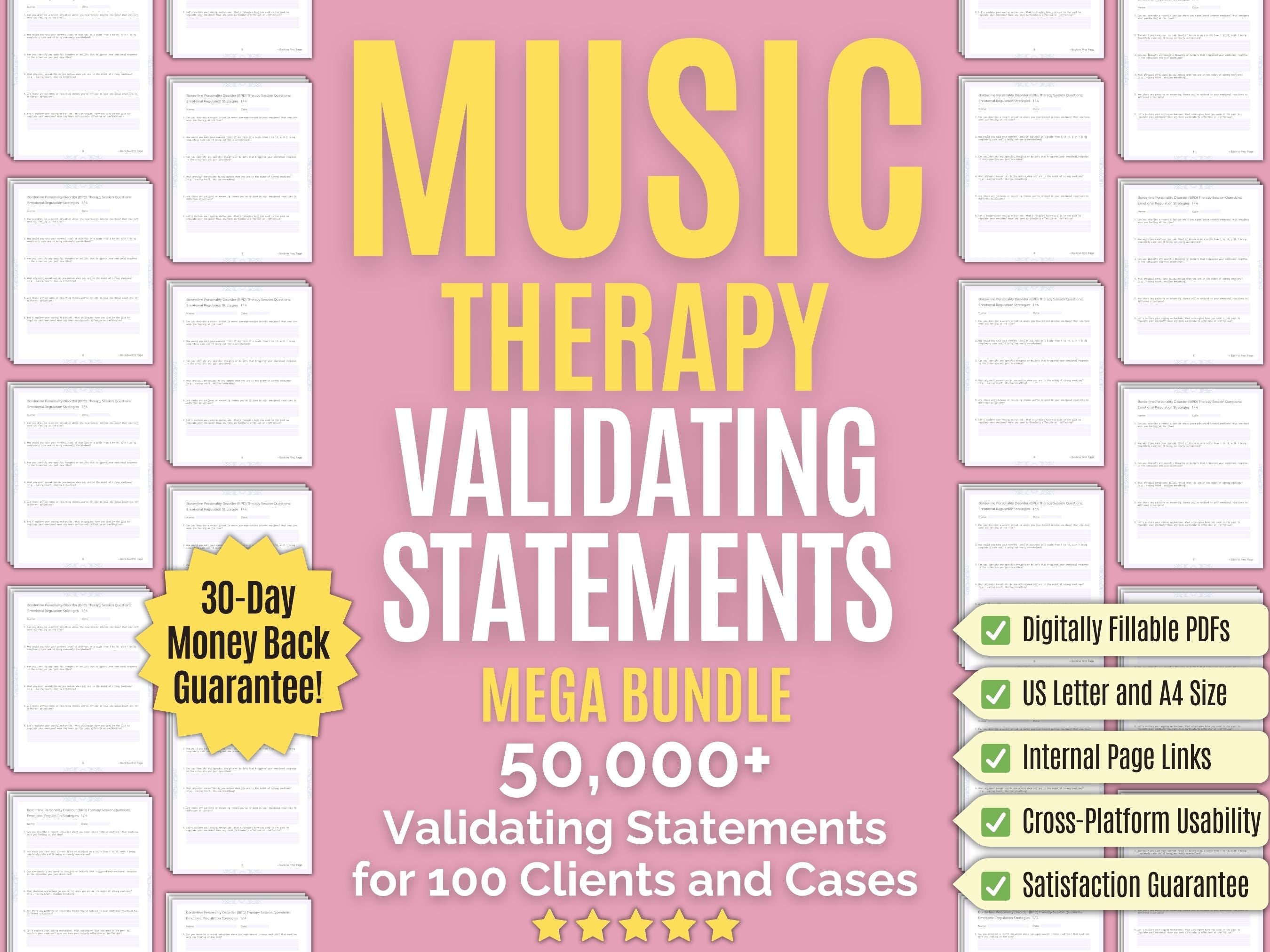 Music Therapy Validating Statements Workbooks Mega Bundle – Karlstein ...