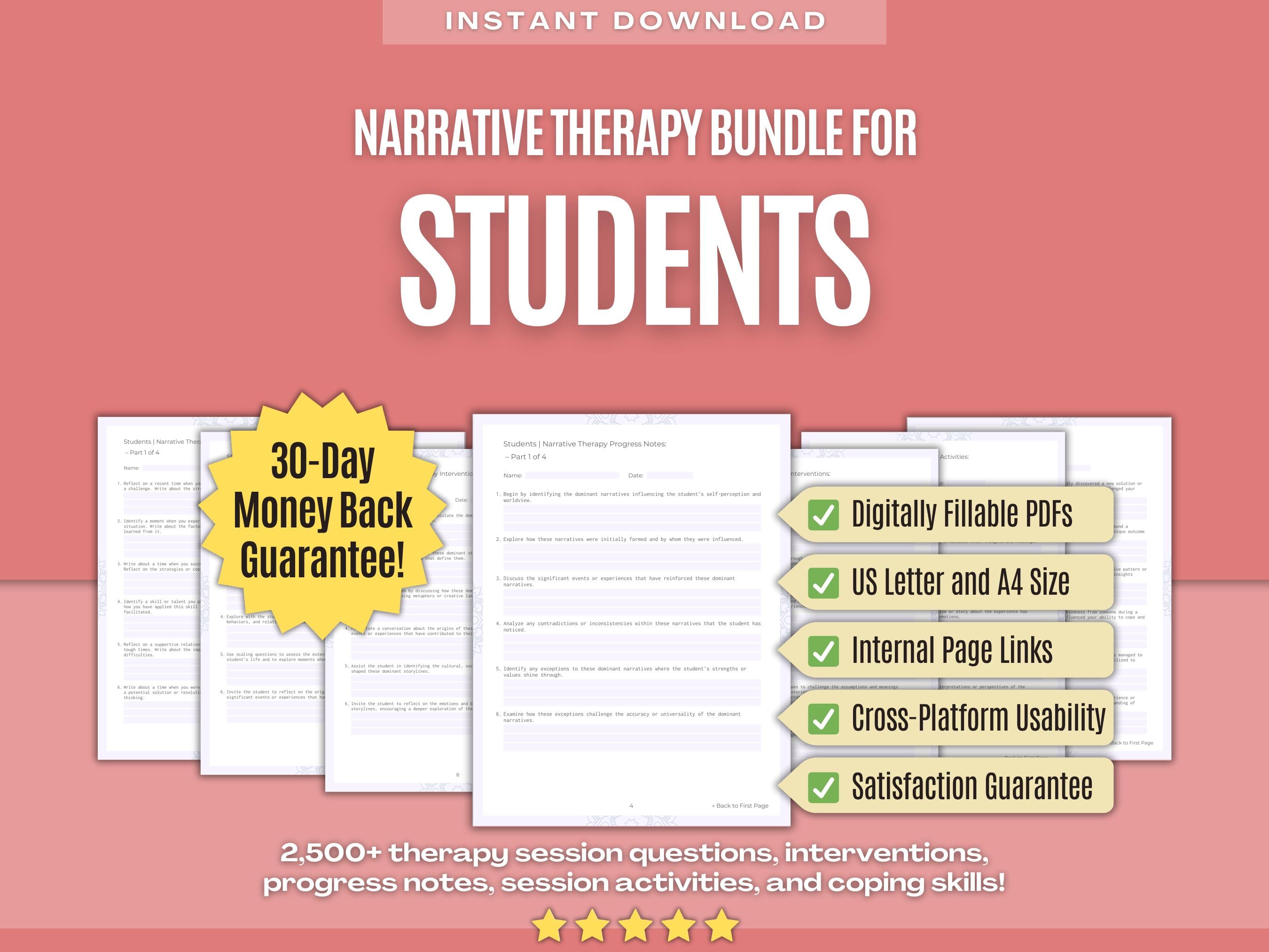 Students Narrative Therapy Resources Workbooks Bundle – Karlstein ...