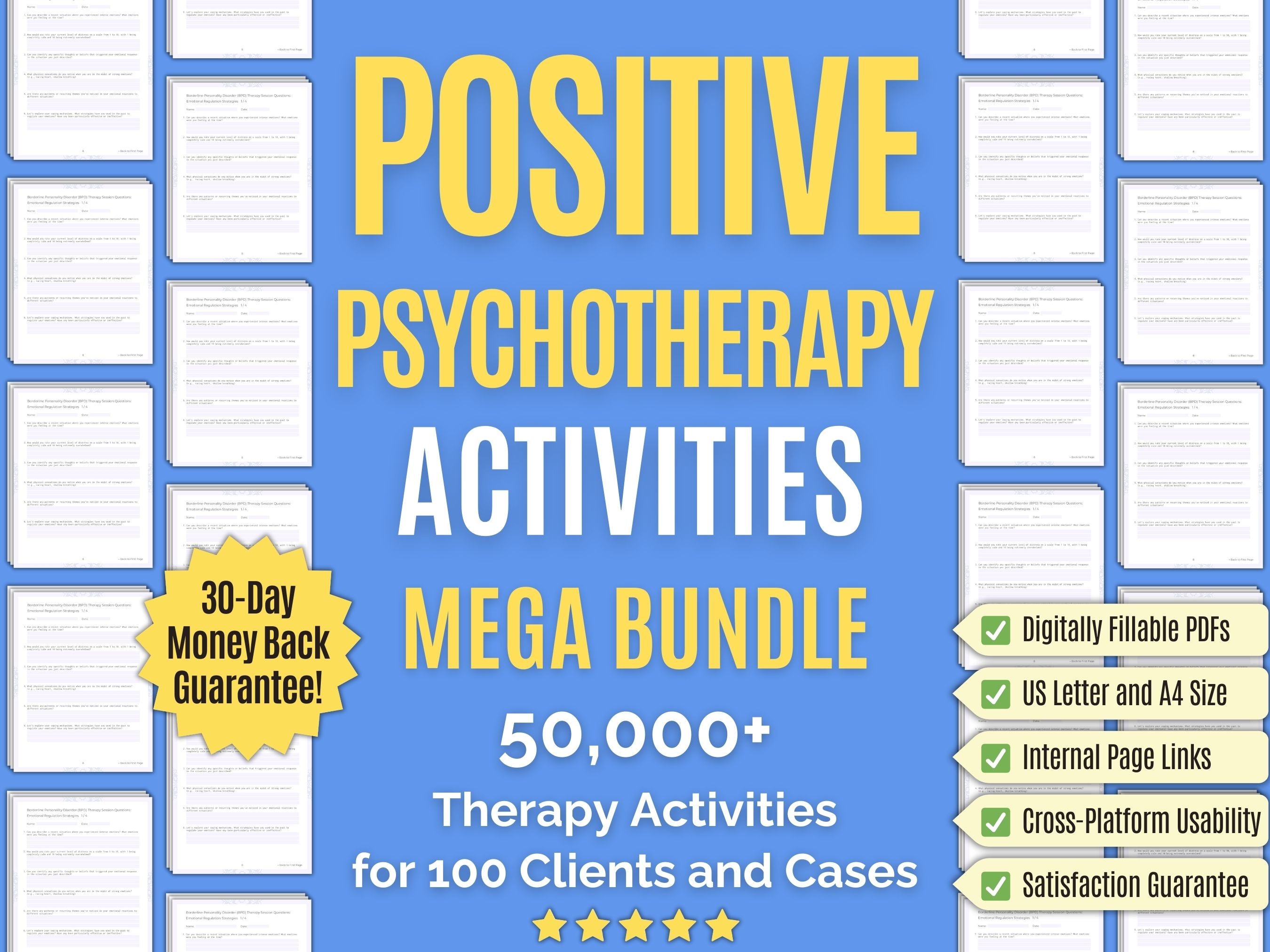 Positive Psychotherapy Session Activities Workbooks Mega Bundle ...