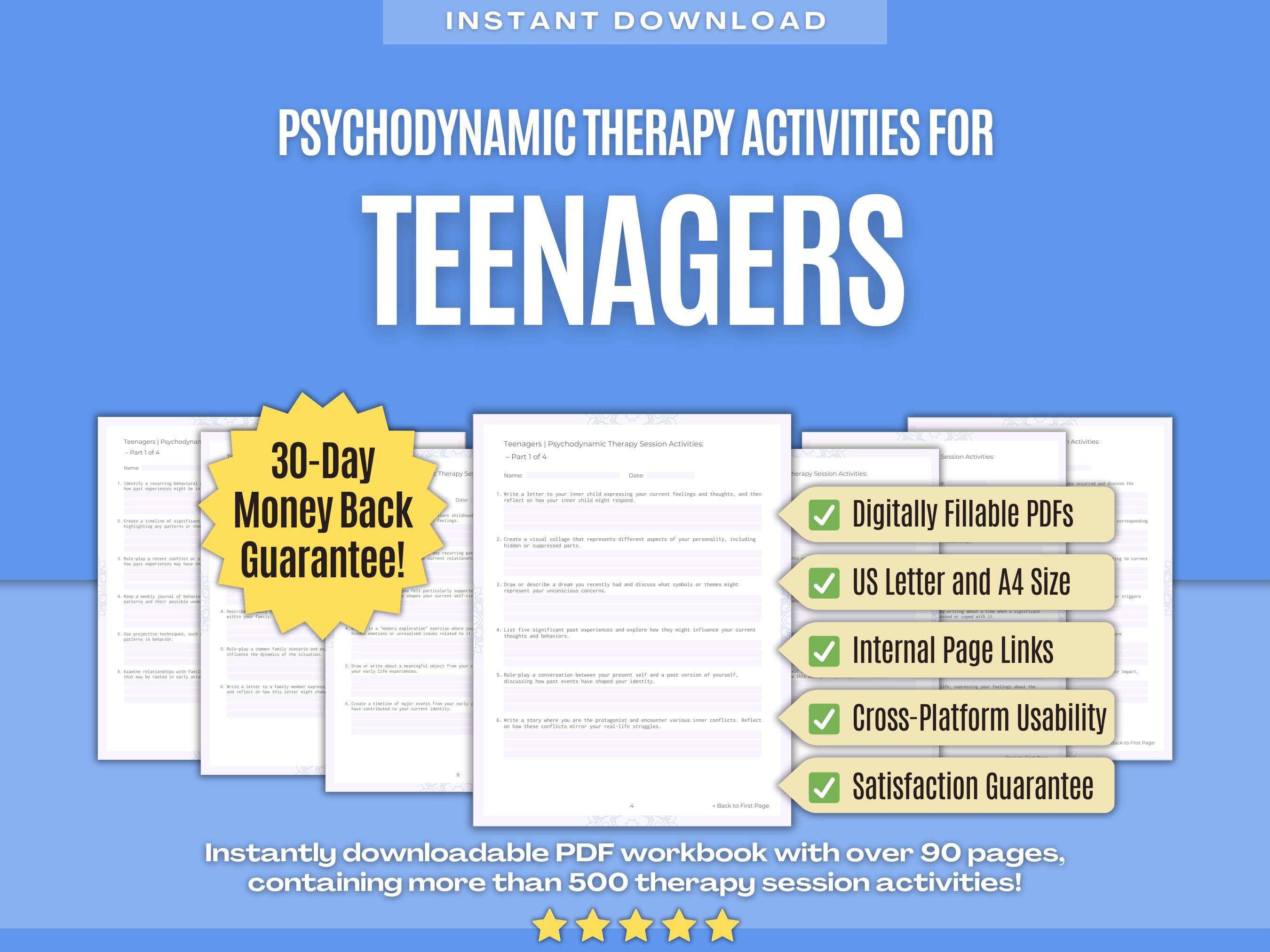 Teenagers Psychodynamic Therapy Session Activities Workbook – Karlstein ...