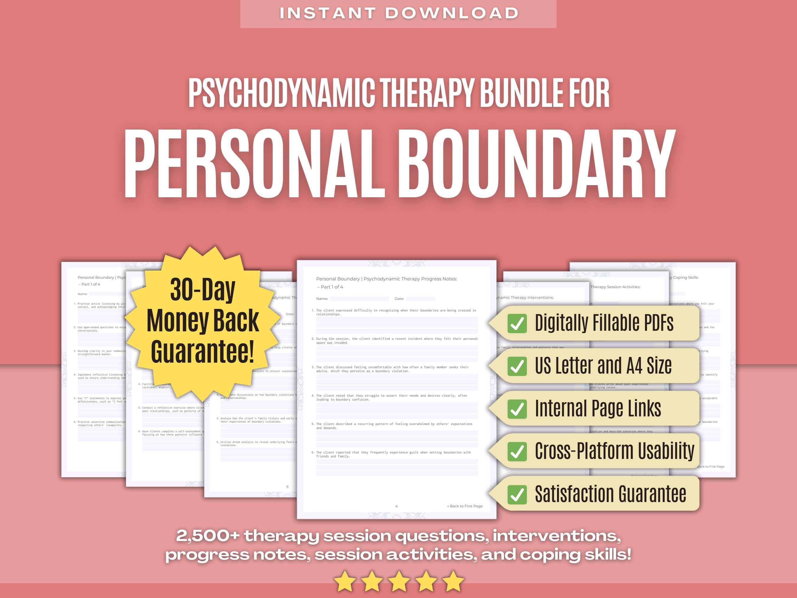 Personal Boundary Psychodynamic Therapy Resources Workbooks Bundle ...