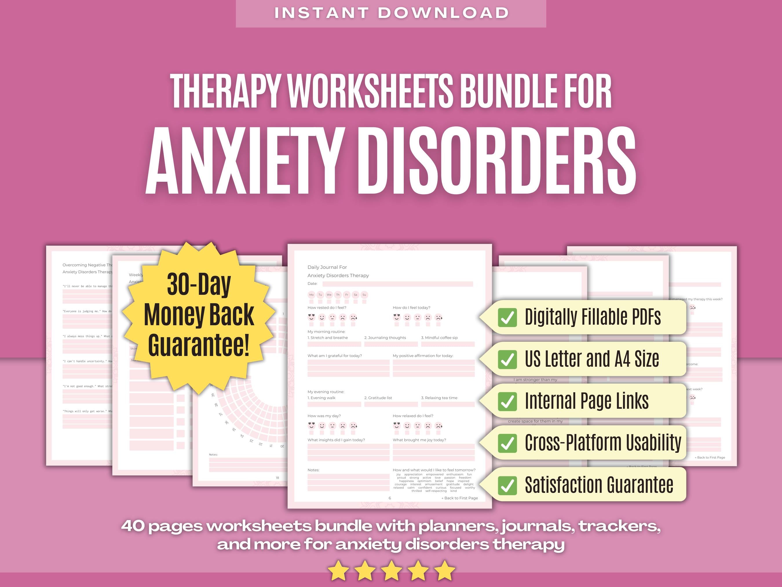 Anxiety Disorders PDF Worksheets Bundle | Karlstein Publishing
