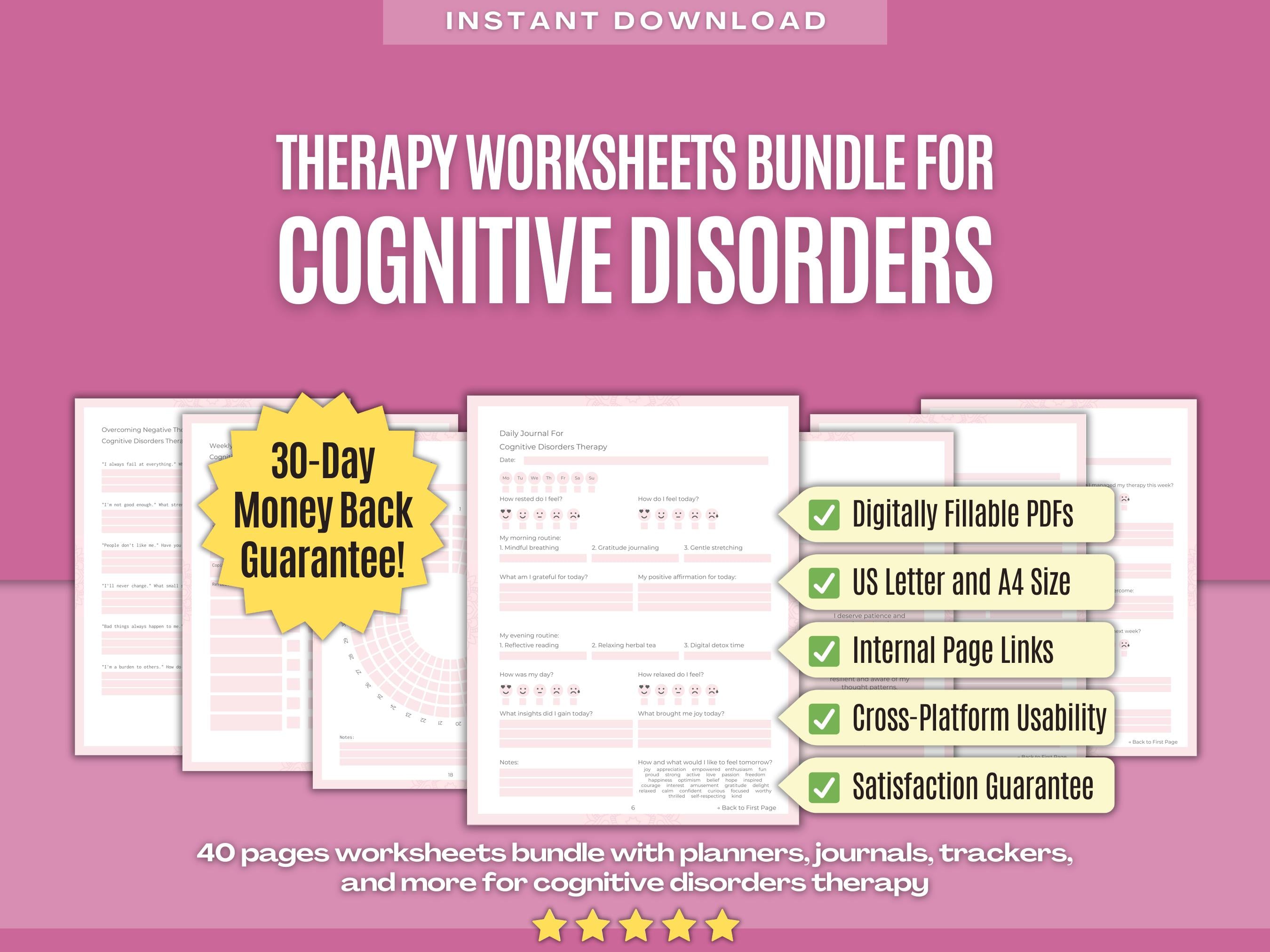 Cognitive Disorders PDF Worksheets Bundle | Karlstein Publishing