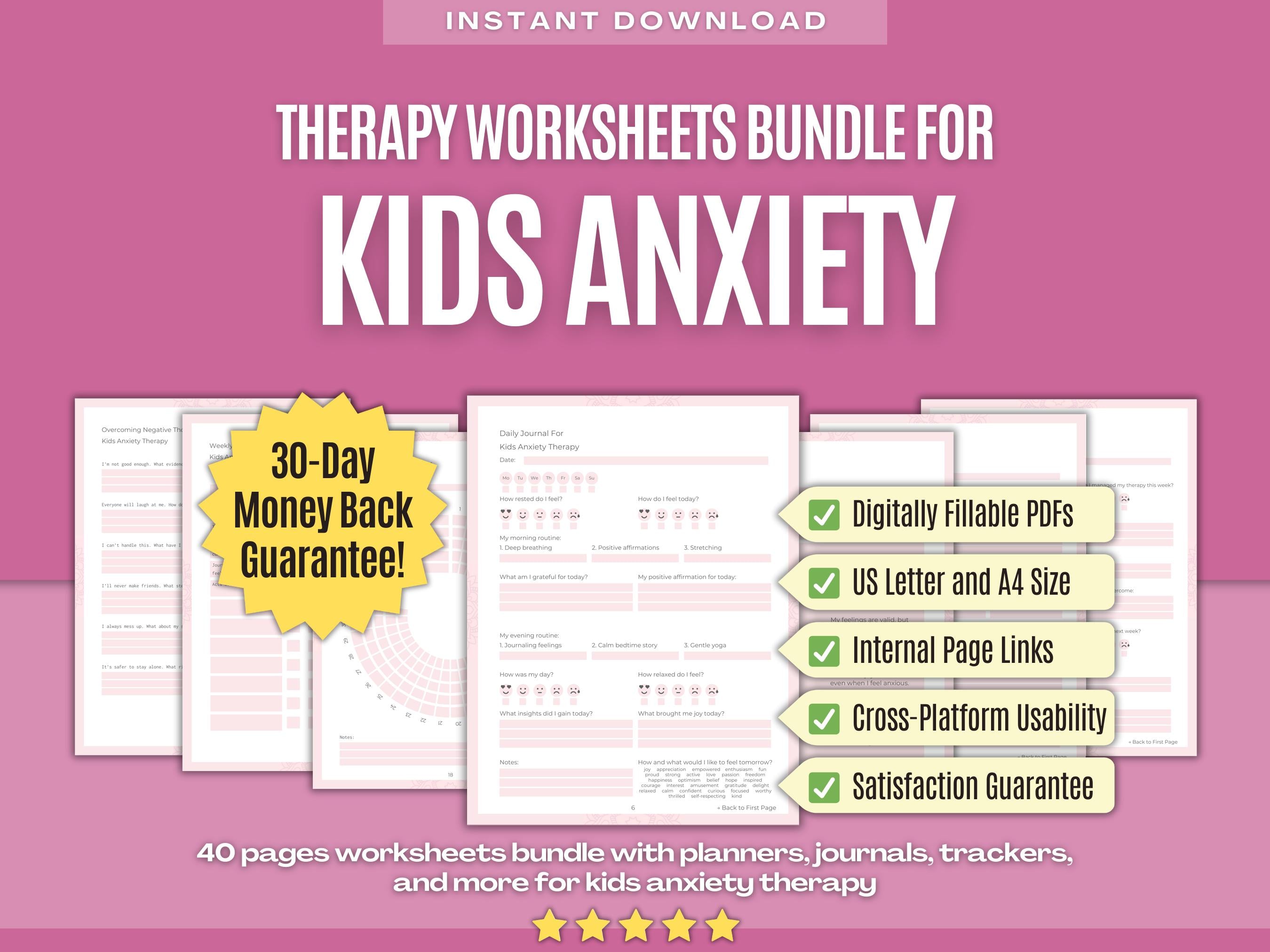 Kids Anxiety PDF Worksheets Bundle | Karlstein Publishing