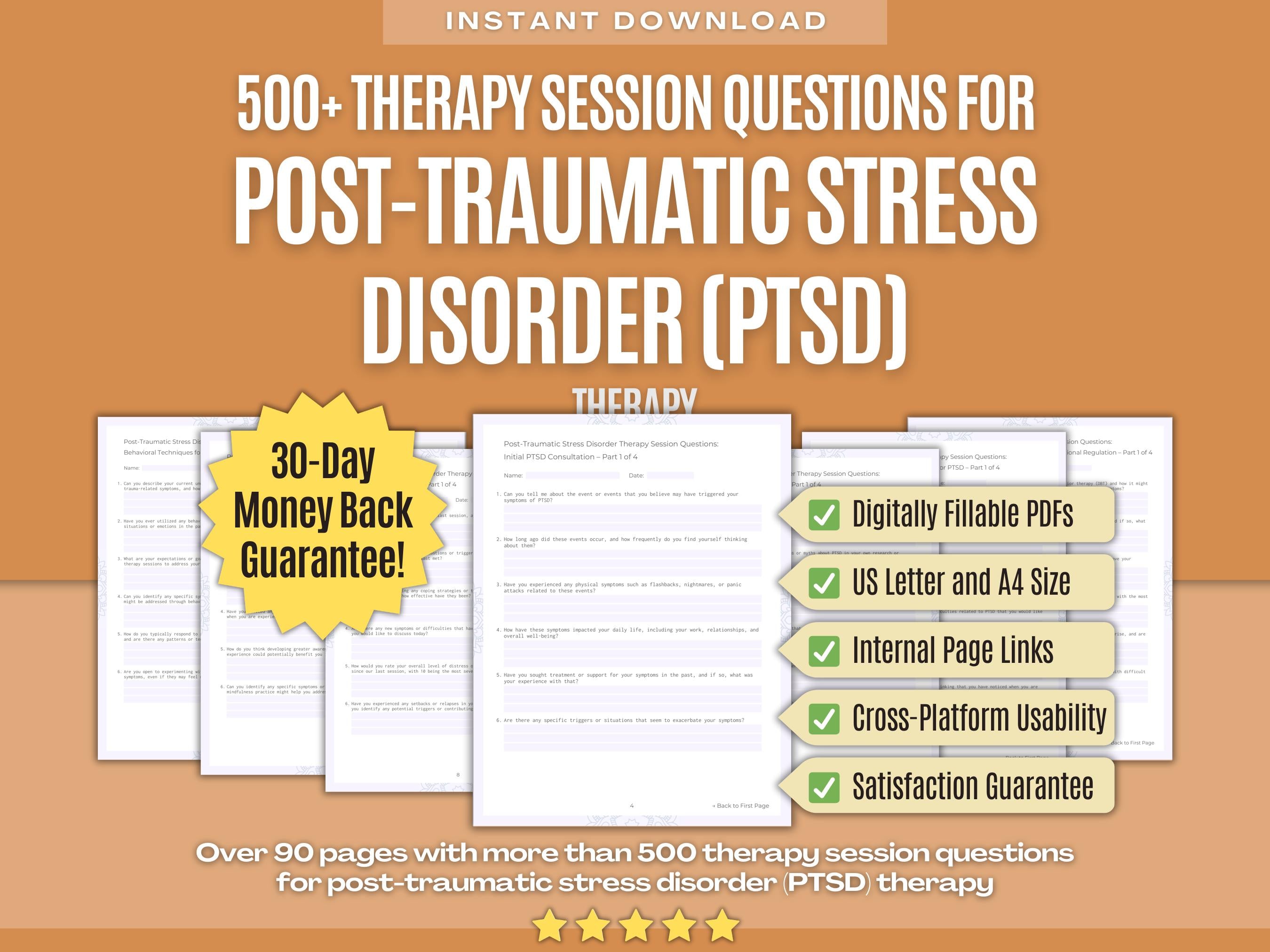 500+ PTSD Therapy Session Questions Workbook | Karlstein Publishing