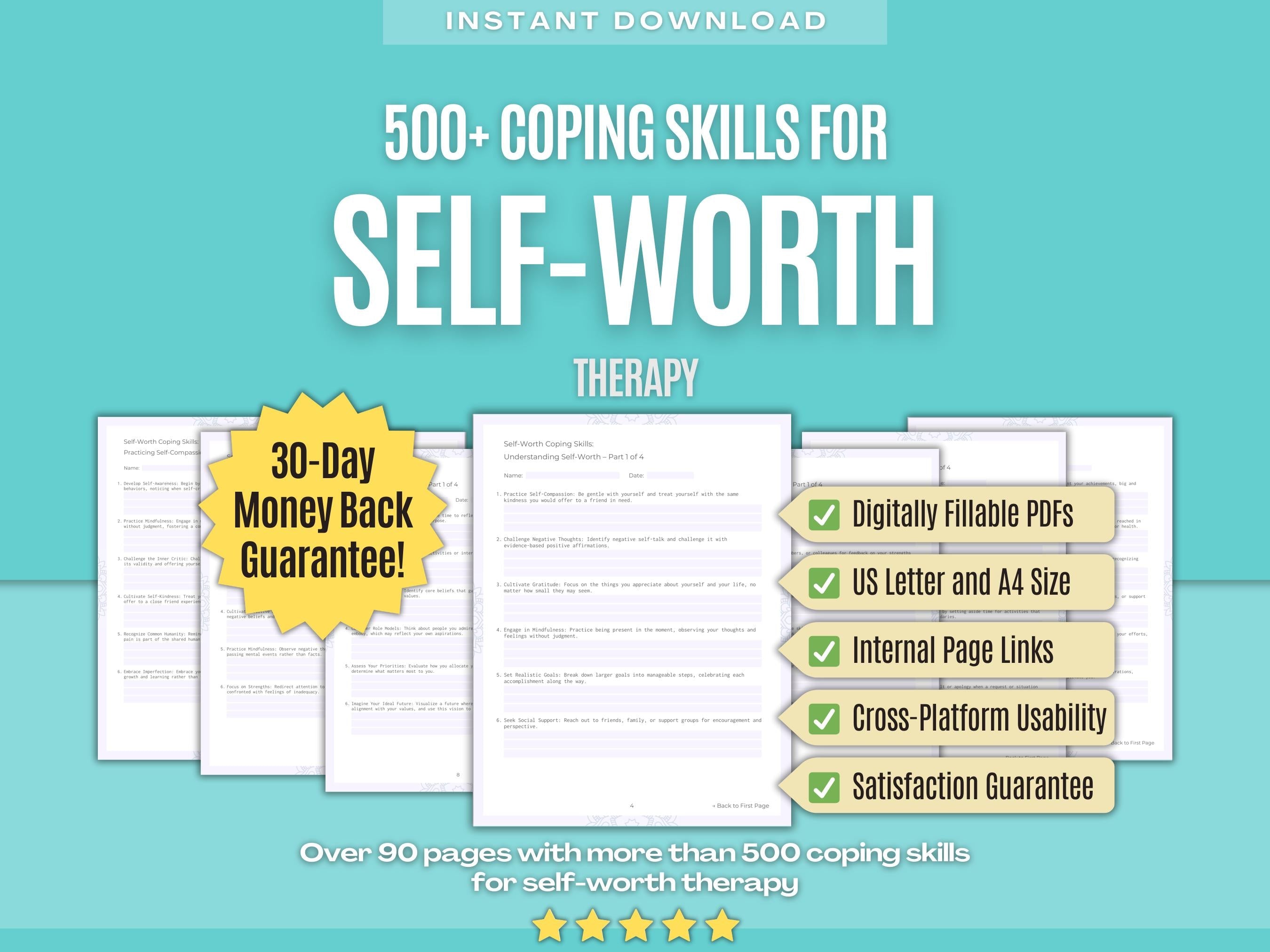 500+ Self-Worth Coping Skills Workbook | Karlstein Publishing