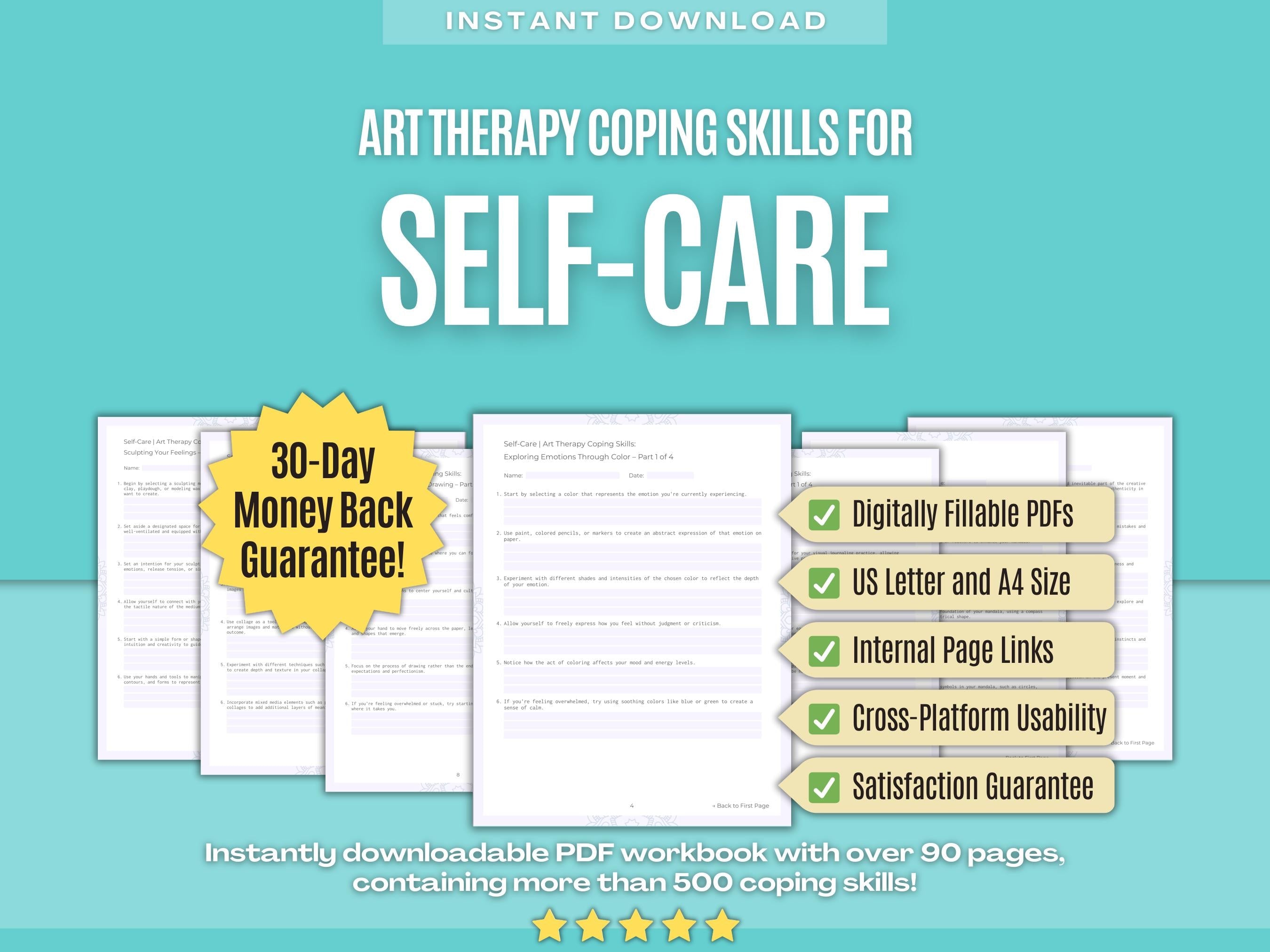 Self-Care Art Therapy Coping Skills Workbook | Karlstein Publishing