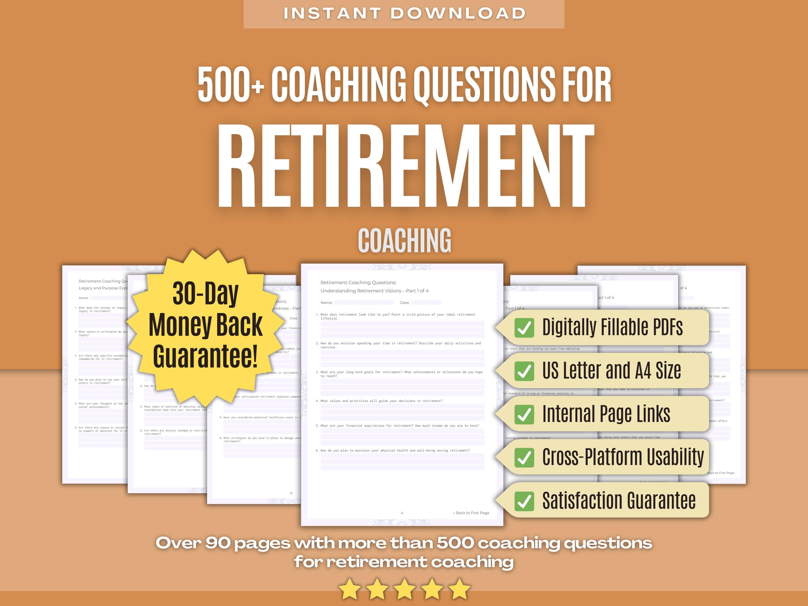 500+ Retirement Coaching Questions Workbook | Karlstein Publishing