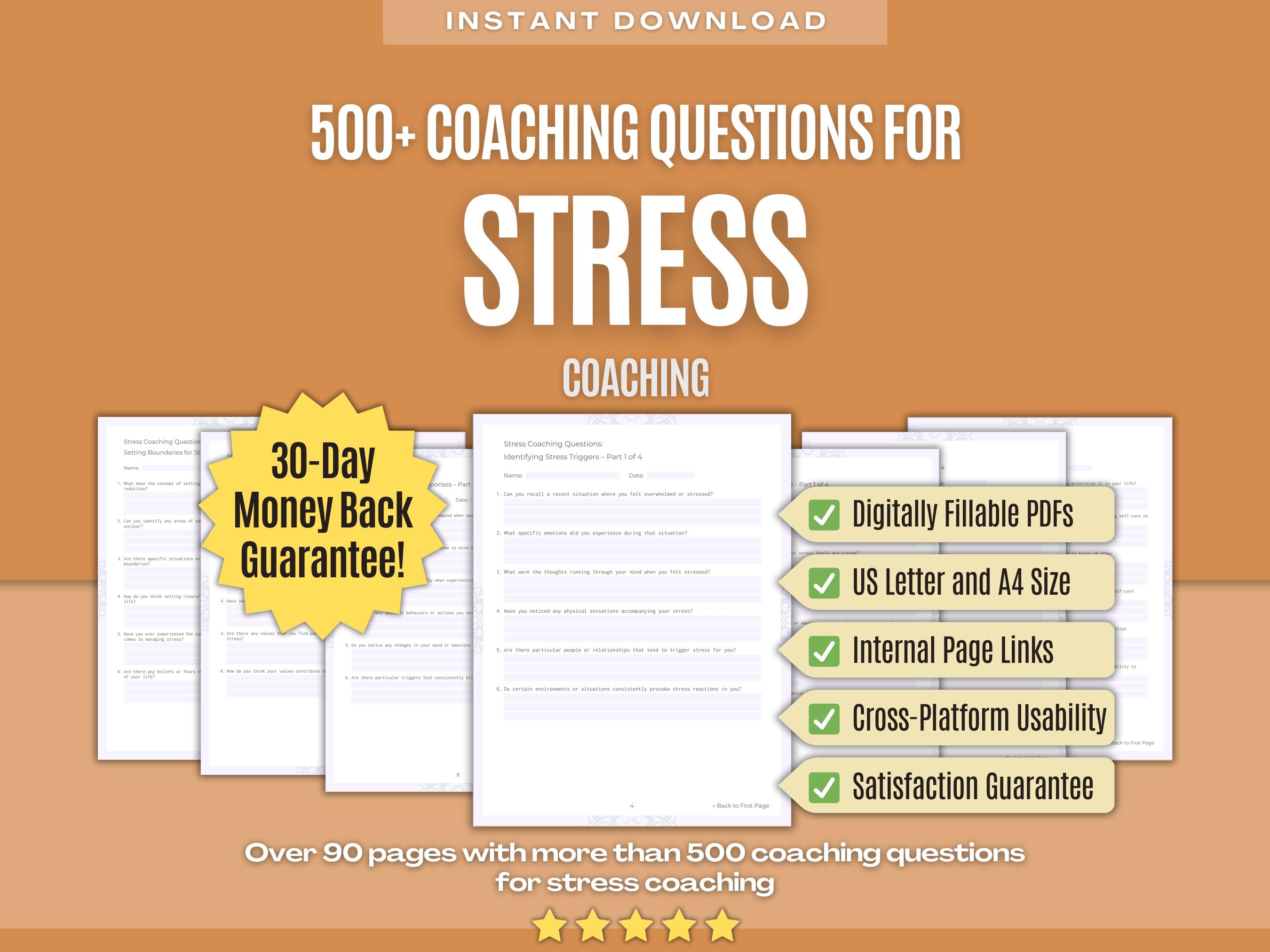 500+ Stress Coaching Questions Workbook | Karlstein Publishing