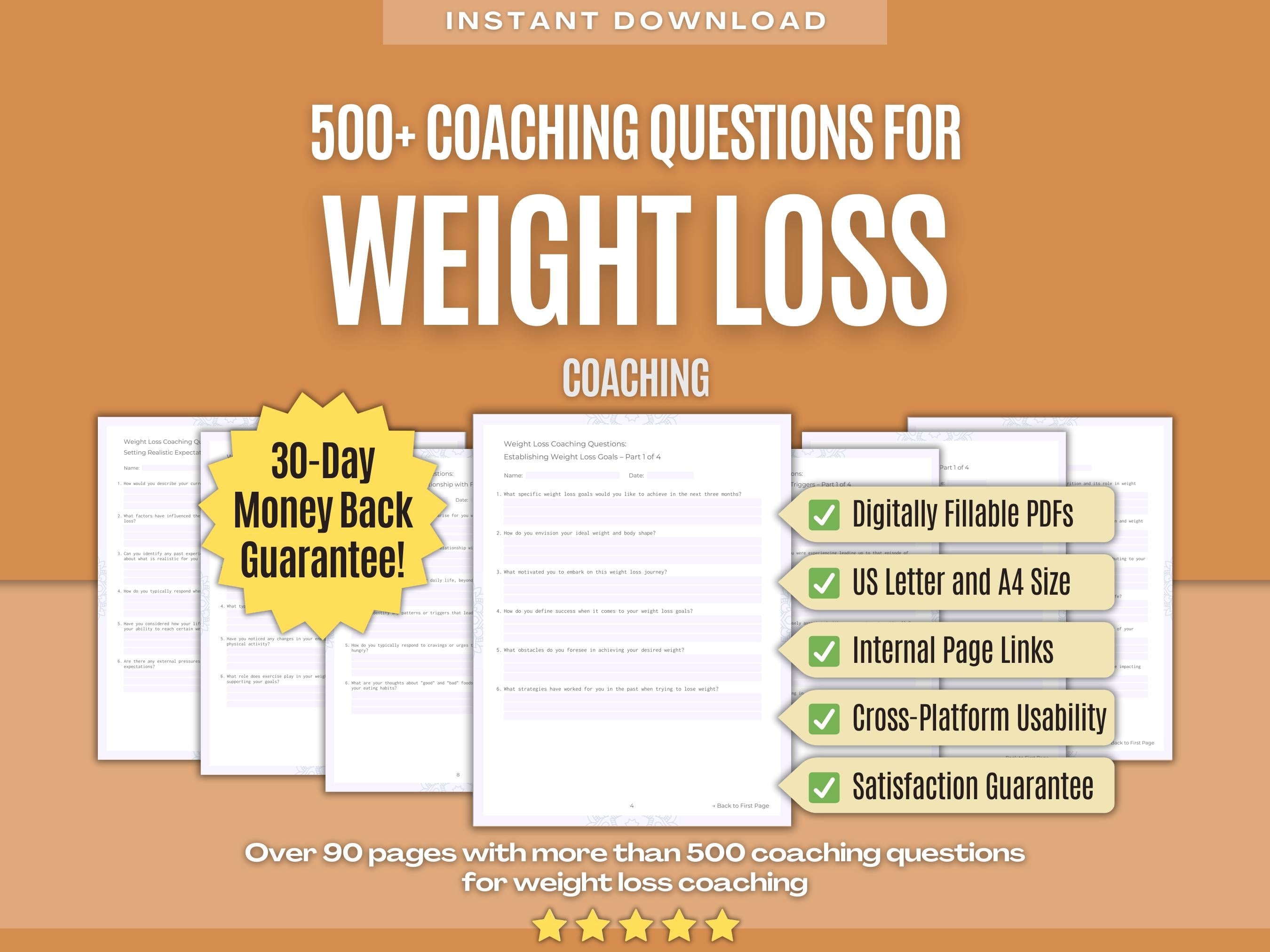 500+ Weight Loss Coaching Questions Workbook | Karlstein Publishing