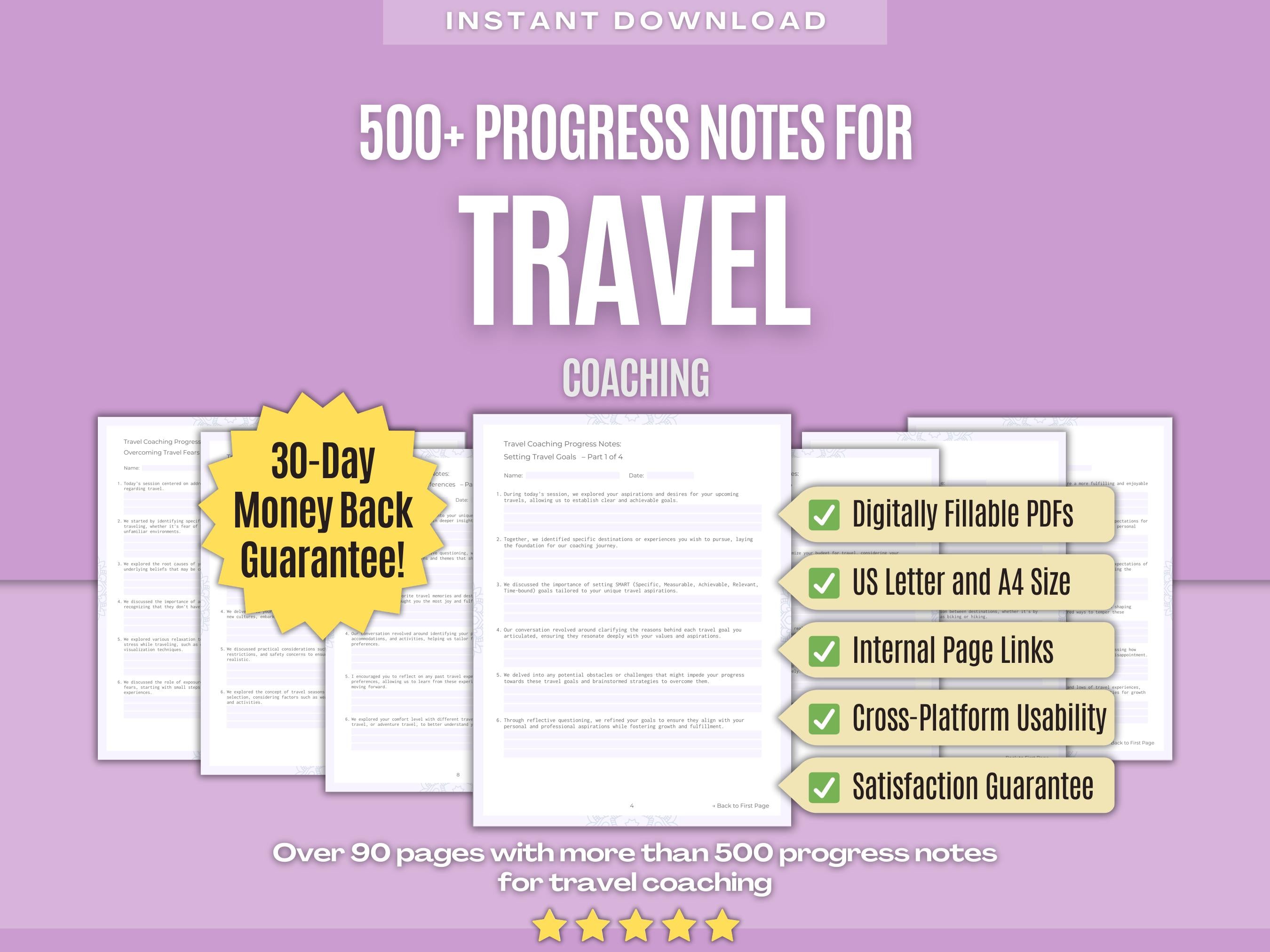 500+ Travel Coaching Progress Notes Workbook | Karlstein Publishing