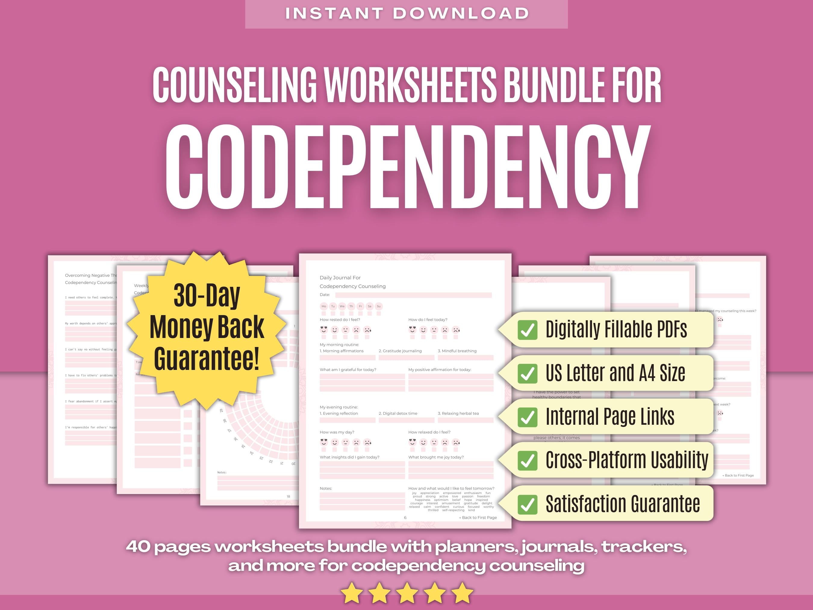 Codependency PDF Worksheets Bundle | Karlstein Publishing