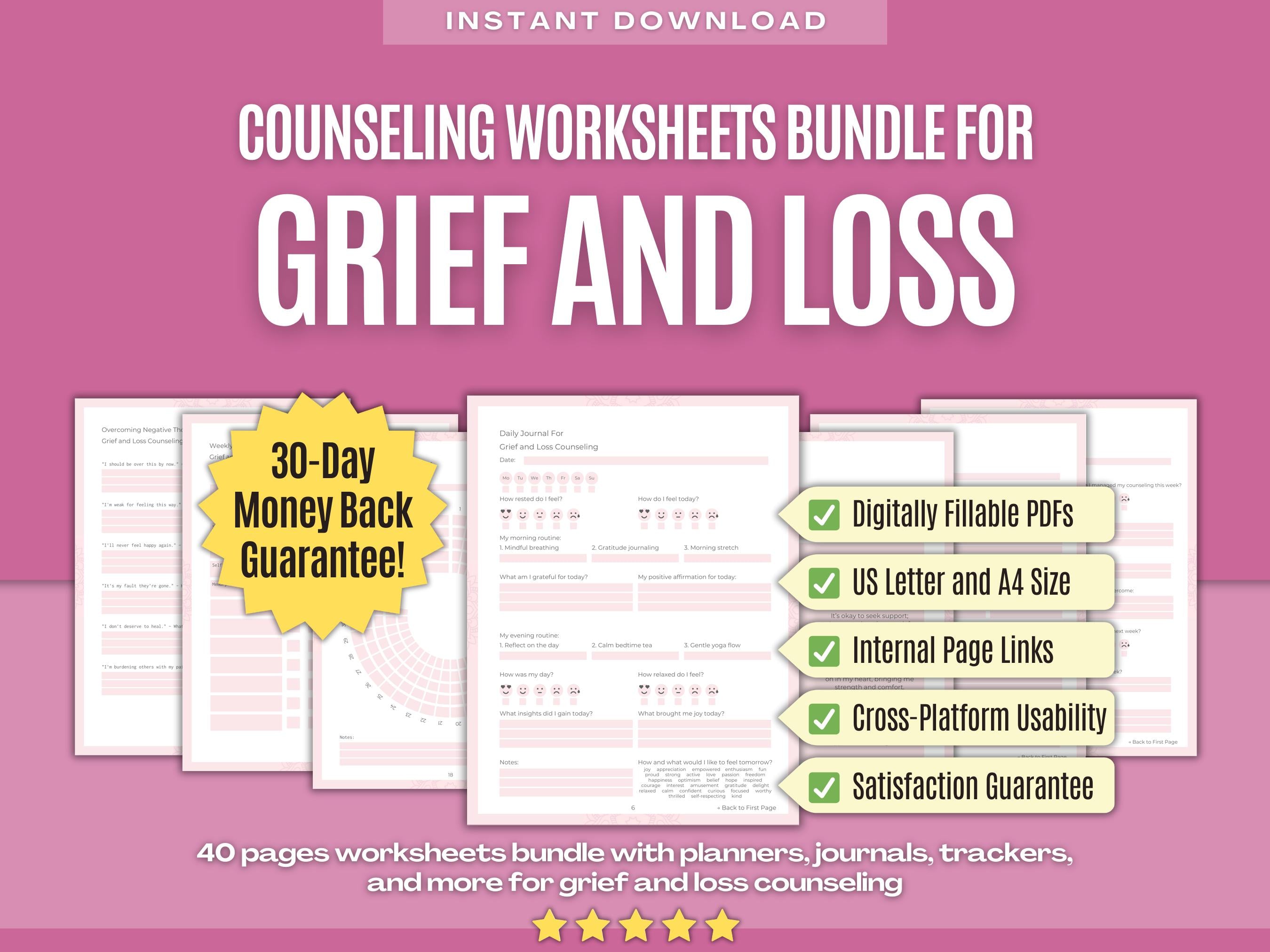 Grief and Loss PDF Worksheets Bundle | Karlstein Publishing