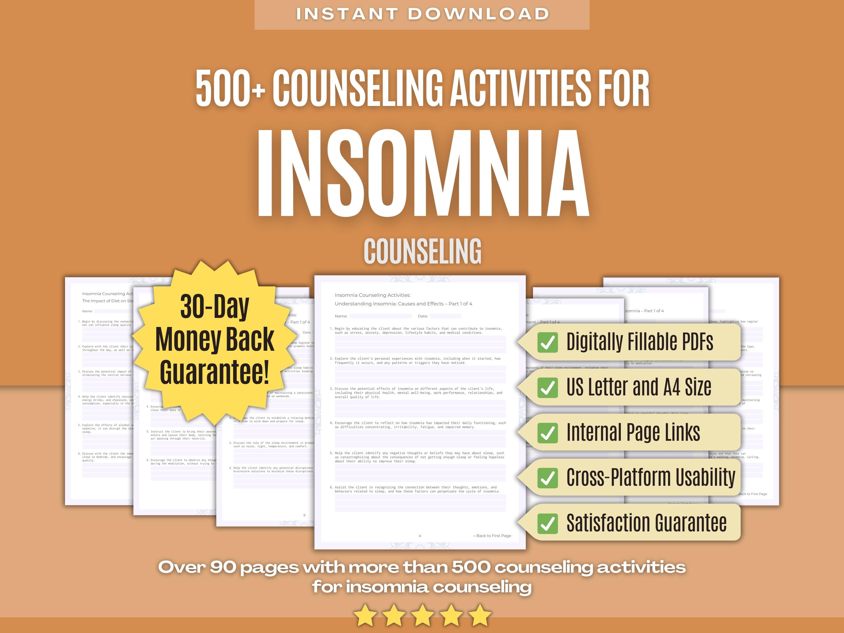 500+ Insomnia Counseling Activities Workbook | Karlstein Publishing