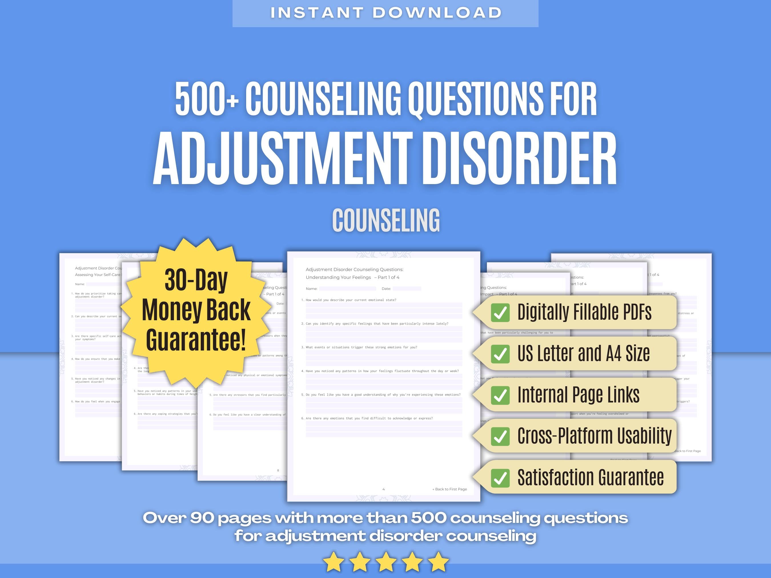 500+ Adjustment Disorder Counseling Questions Workbook | Karlstein ...