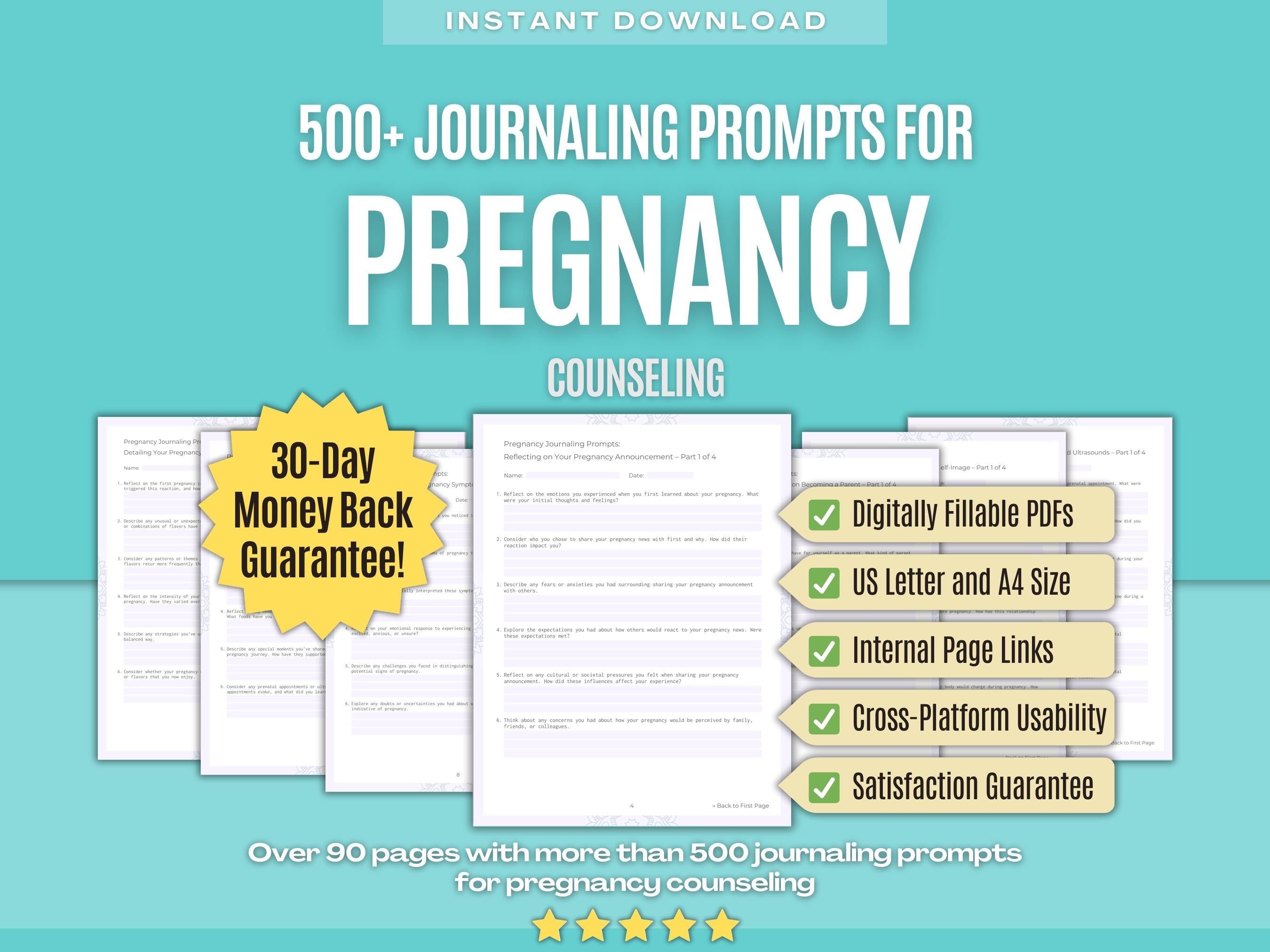 500+ Pregnancy Journaling Prompts Workbook | Karlstein Publishing