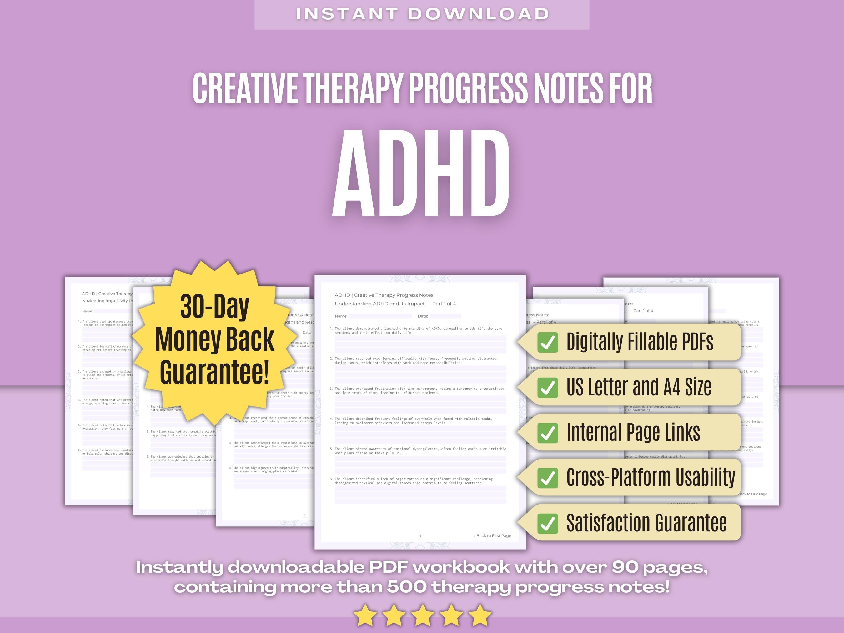 ADHD Creative Therapy Progress Notes Workbook | Karlstein Publishing