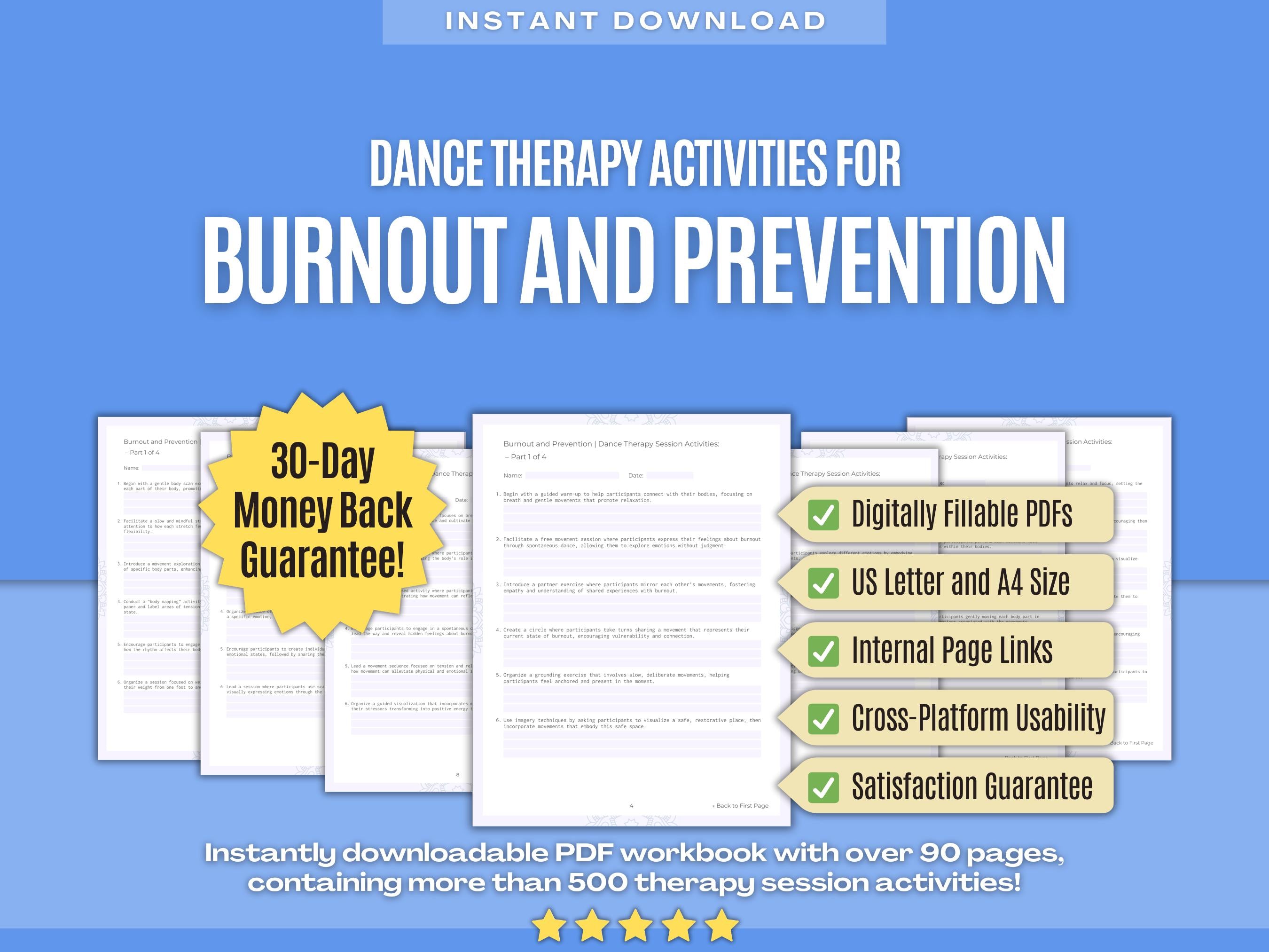 Burnout and Prevention Dance Therapy Session Activities Workbook ...
