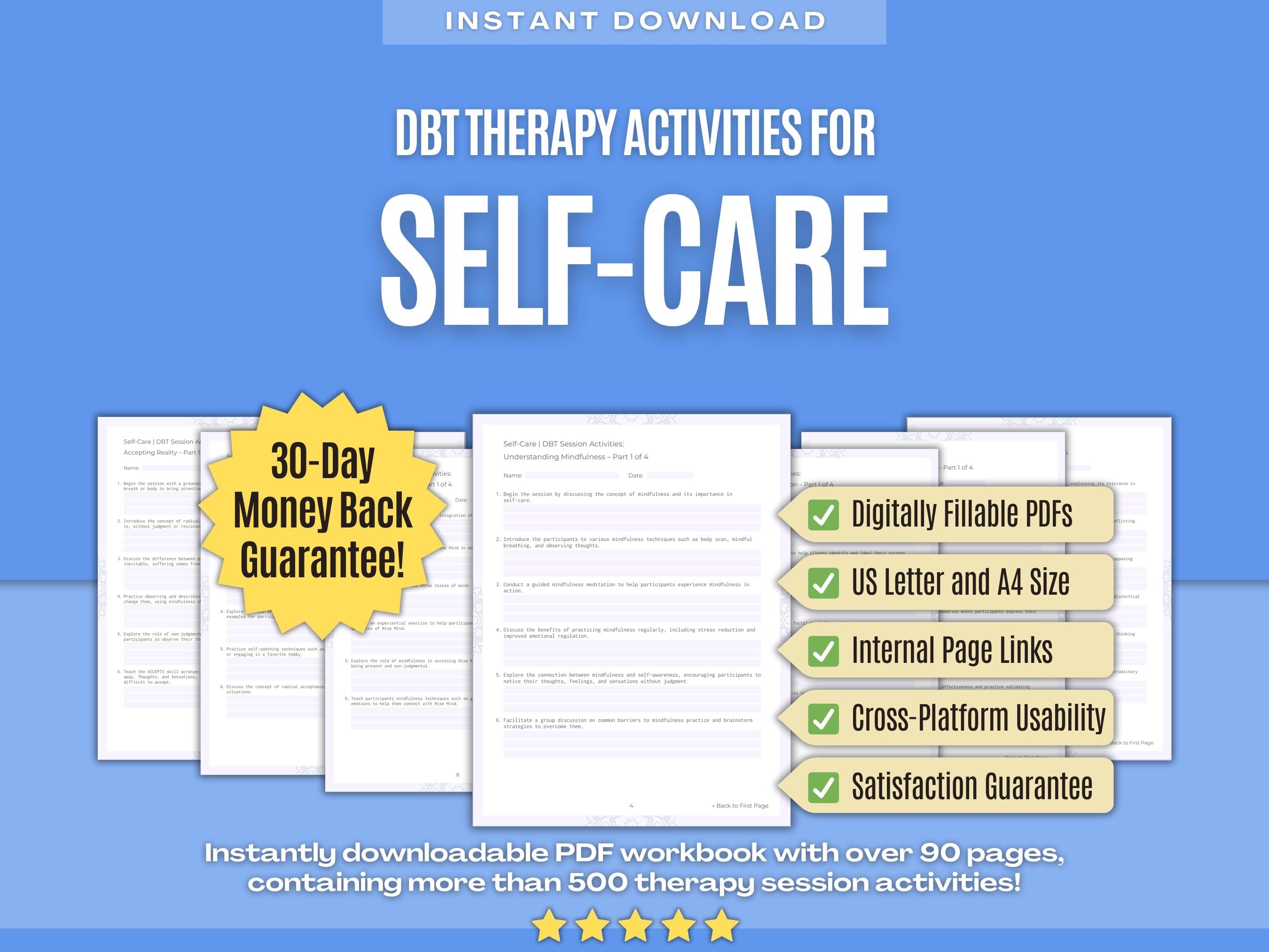 Self-Care Dialectical Behavior Therapy (DBT) Session Activities ...