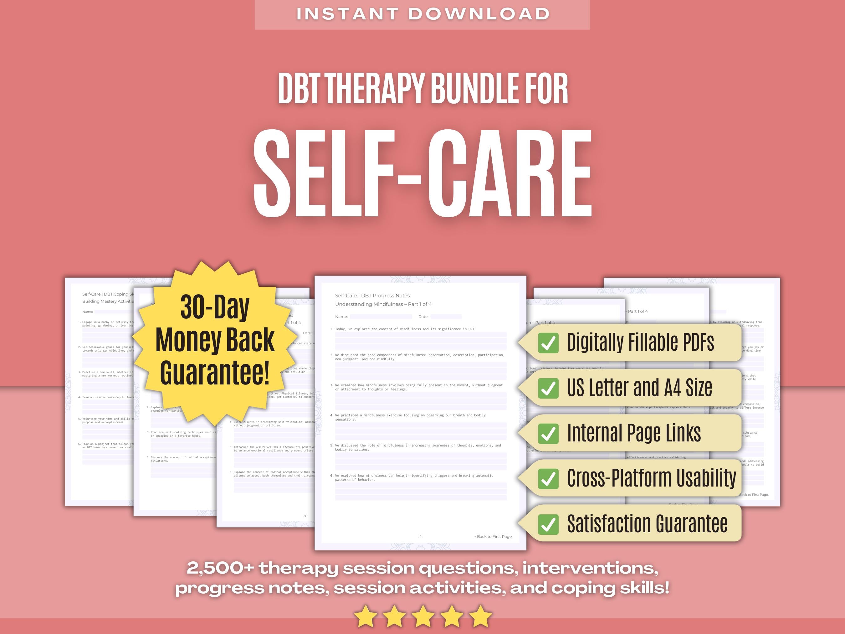 Self-Care Dialectical Behavior Therapy (DBT) Resources Bundle ...