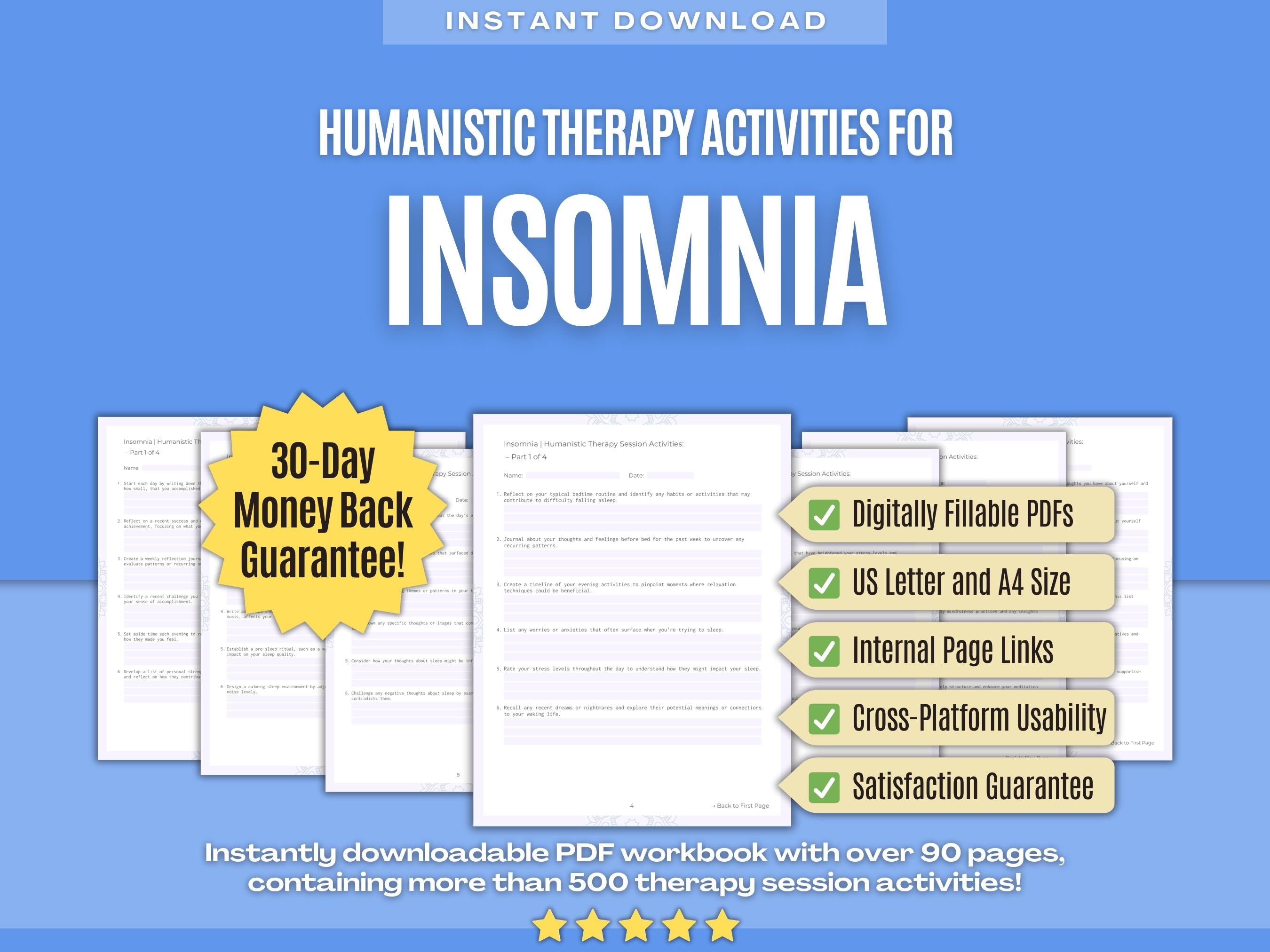 Insomnia Humanistic Therapy Session Activities Workbook – Karlstein ...