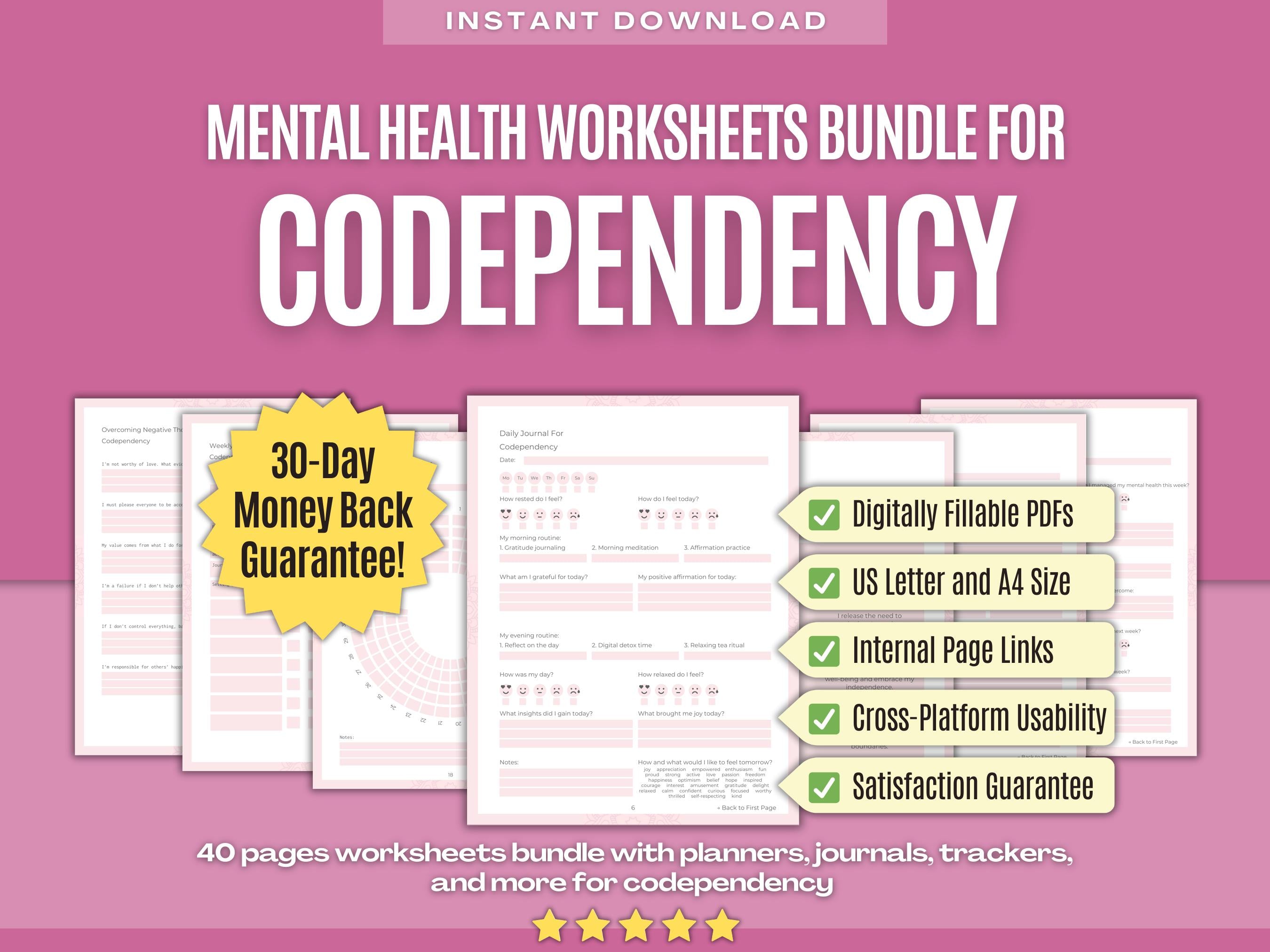 Codependency PDF Worksheets Bundle | Karlstein Publishing