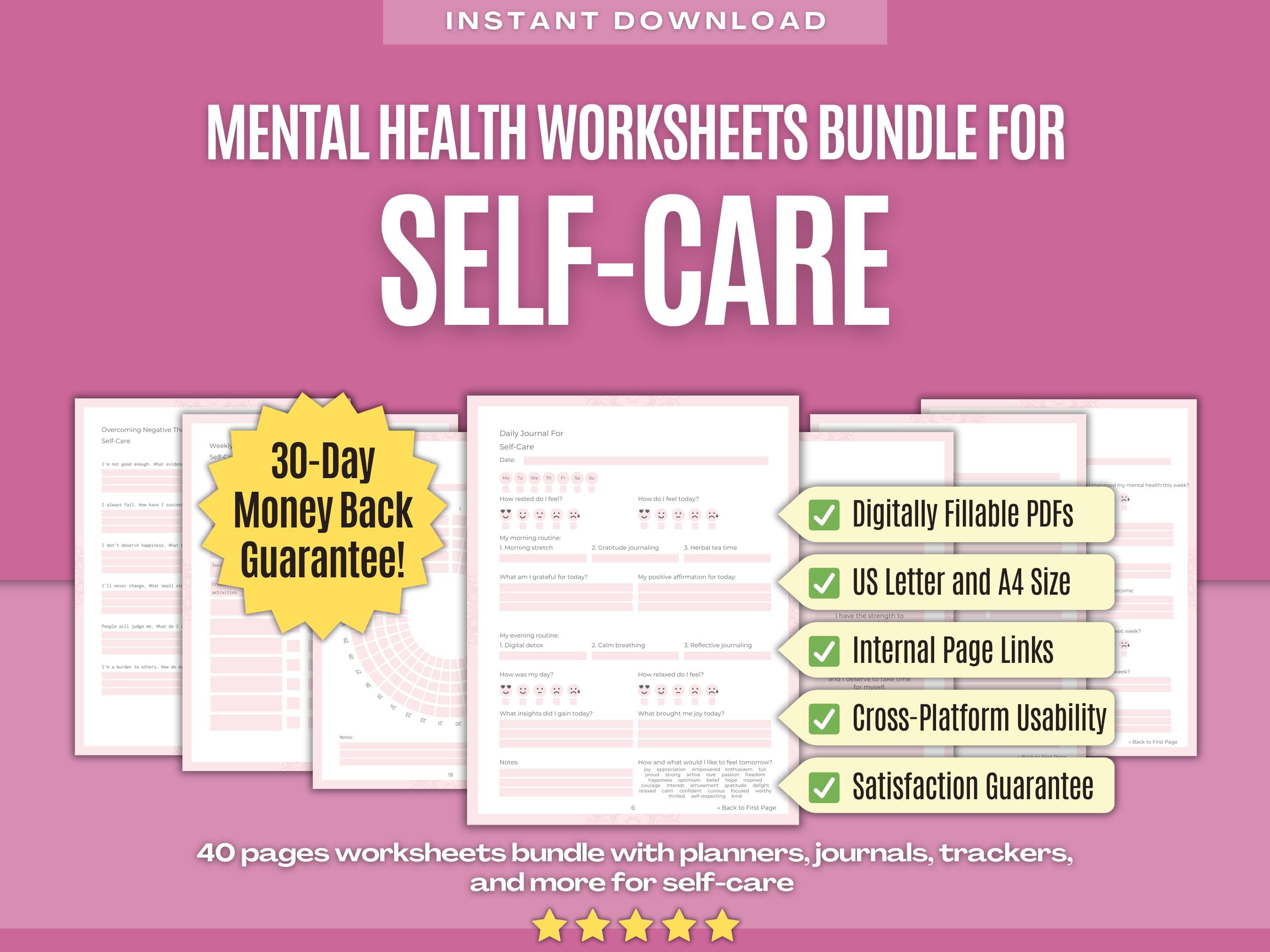 Self-Care PDF Worksheets Bundle | Karlstein Publishing