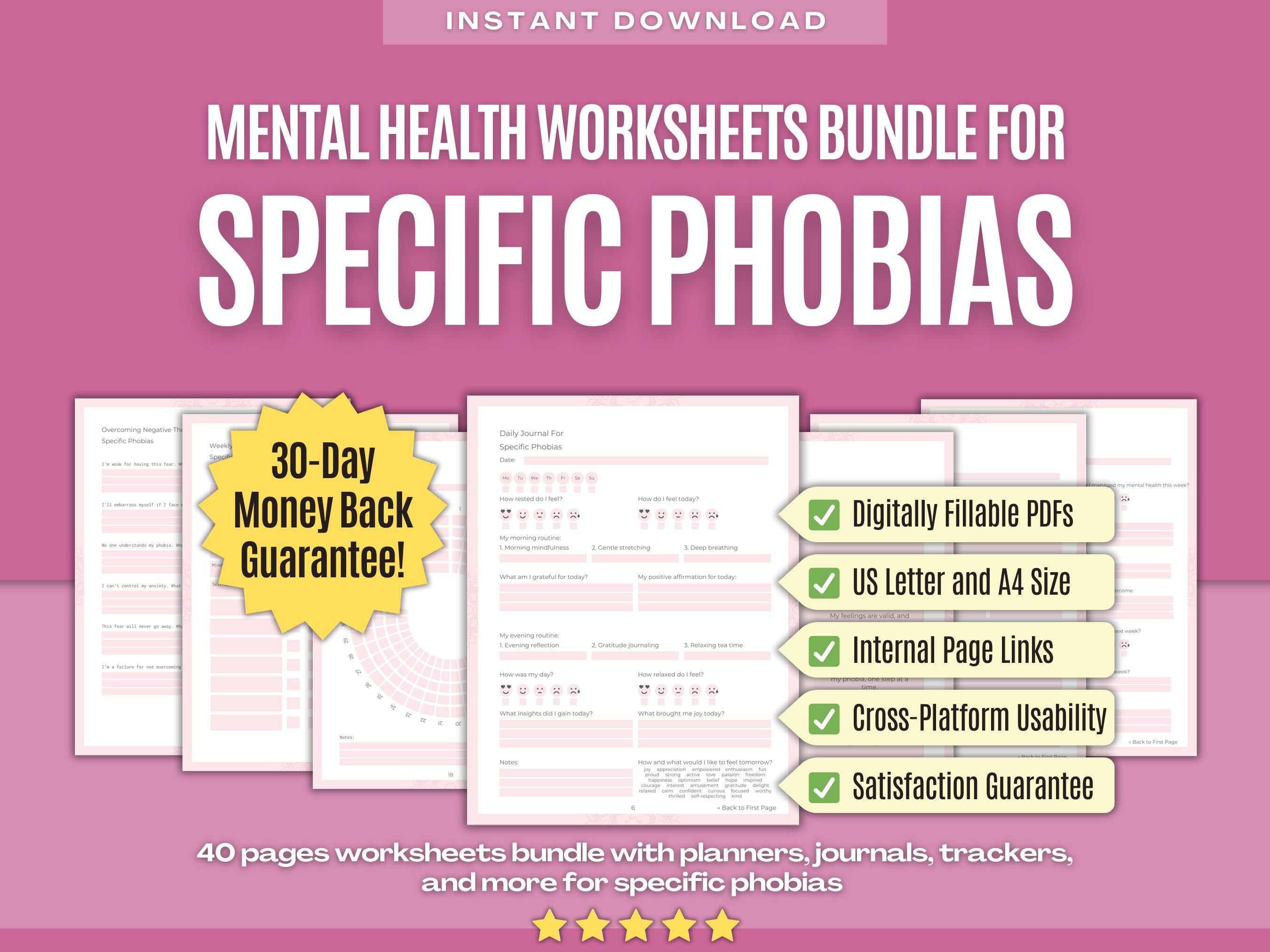 Specific Phobias PDF Worksheets Bundle | Karlstein Publishing