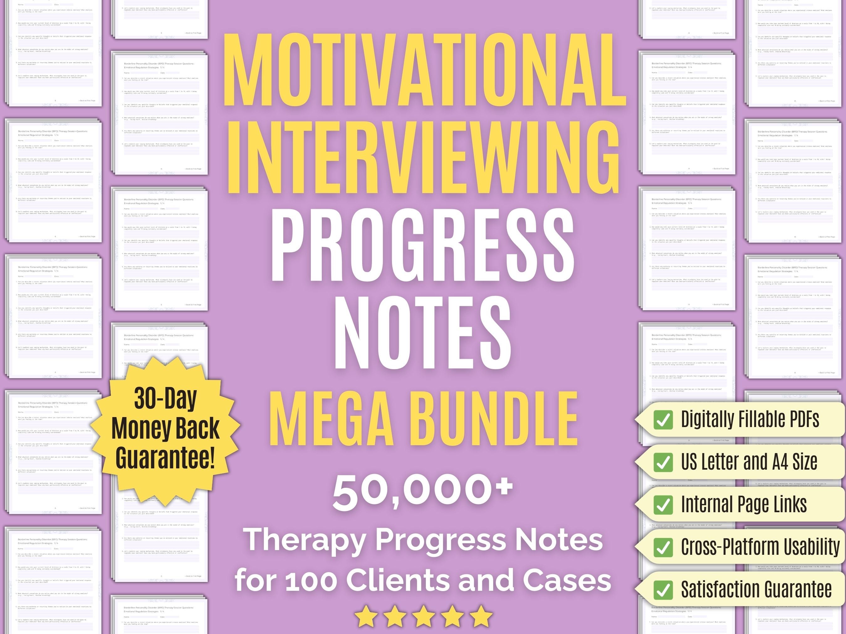 Motivational Interviewing Therapy Progress Notes Workbooks Mega Bundle ...