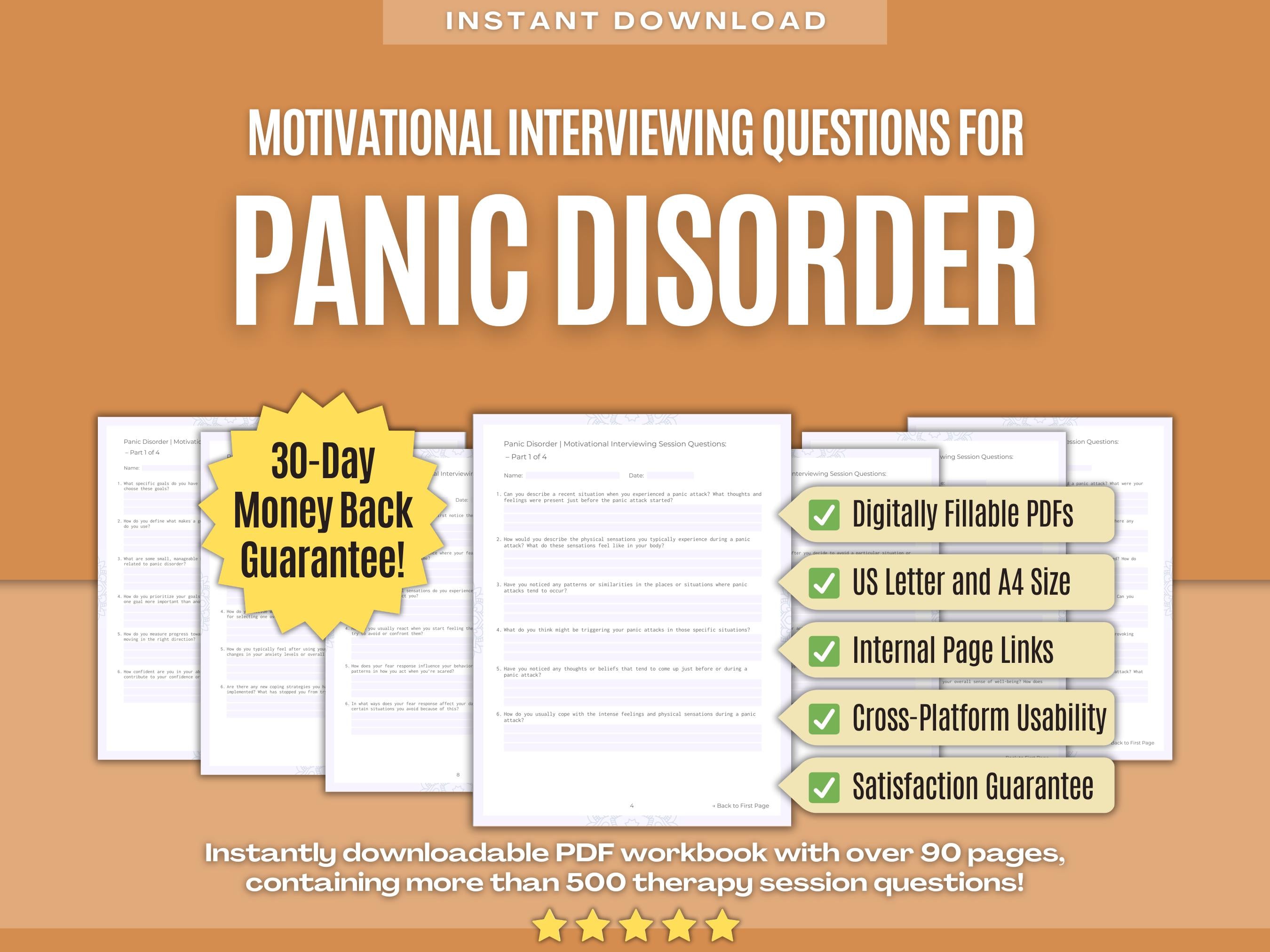 Panic Disorder Motivational Interviewing Therapy Session Questions ...