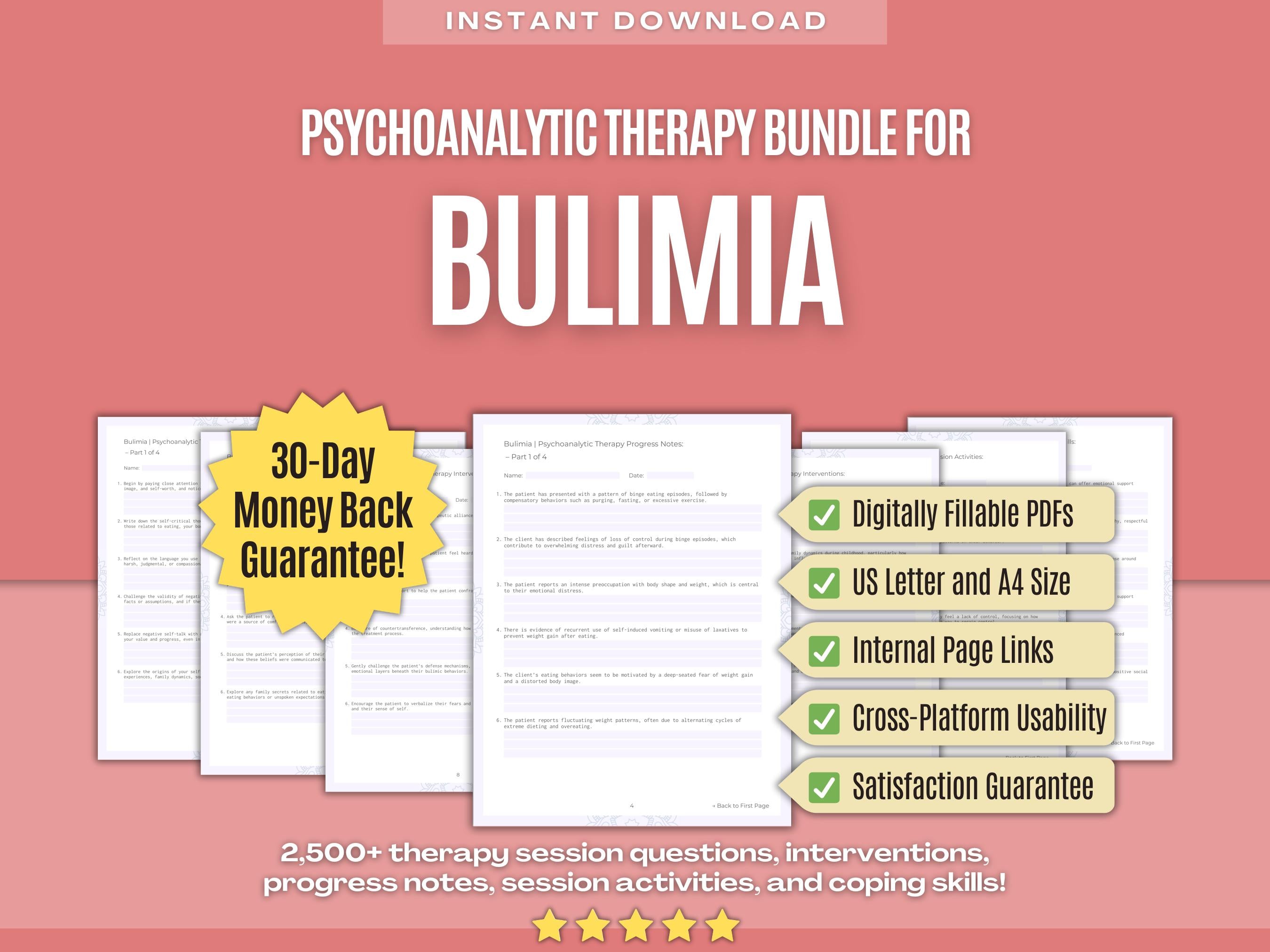 Bulimia Psychoanalytic Therapy Resources Workbooks Bundle – Karlstein ...