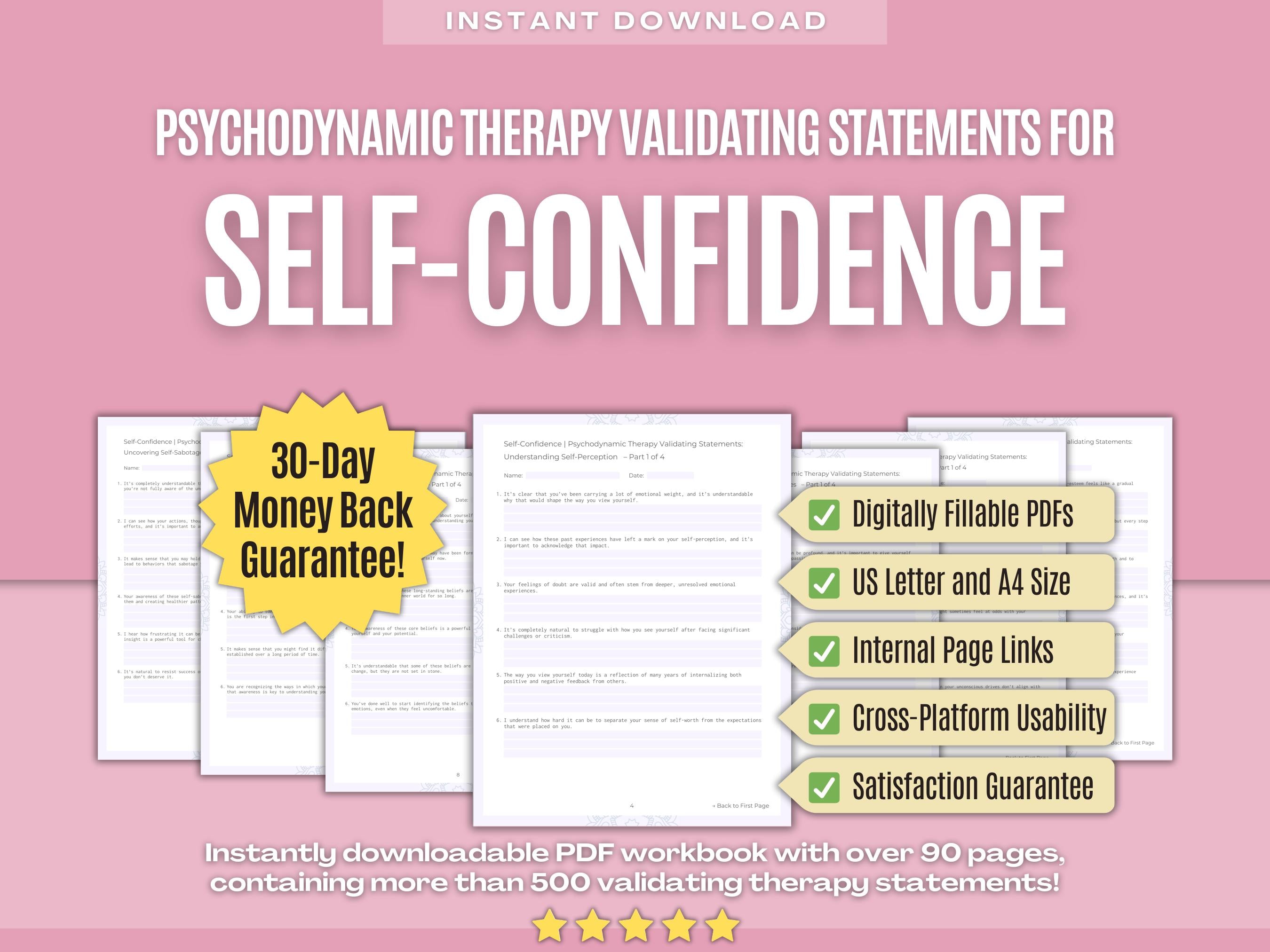 Self-Confidence Psychodynamic Therapy Validating Statements Workbook ...