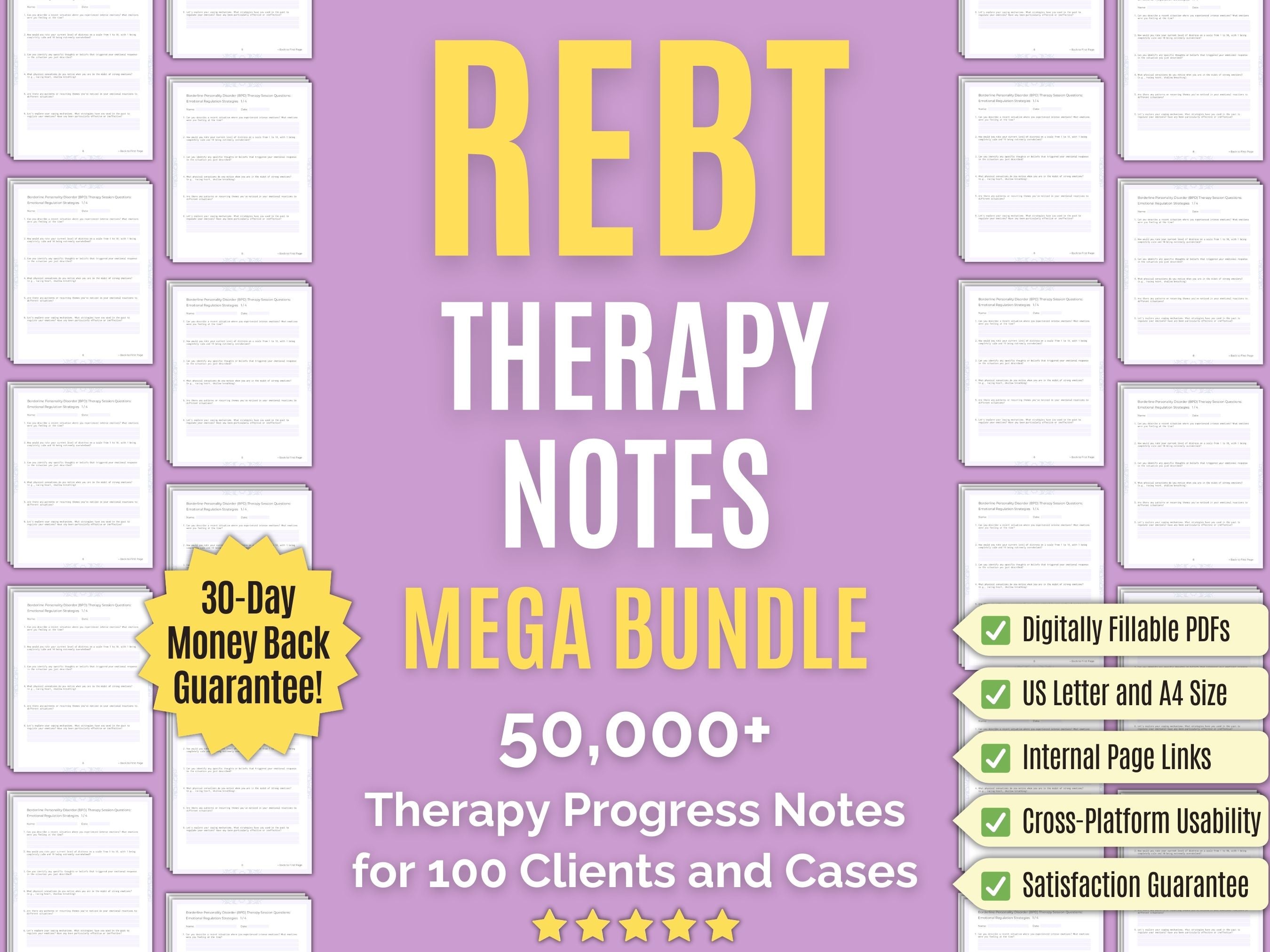 Rational Emotive Behavior Therapy (REBT) Progress Notes Mega Bundle ...