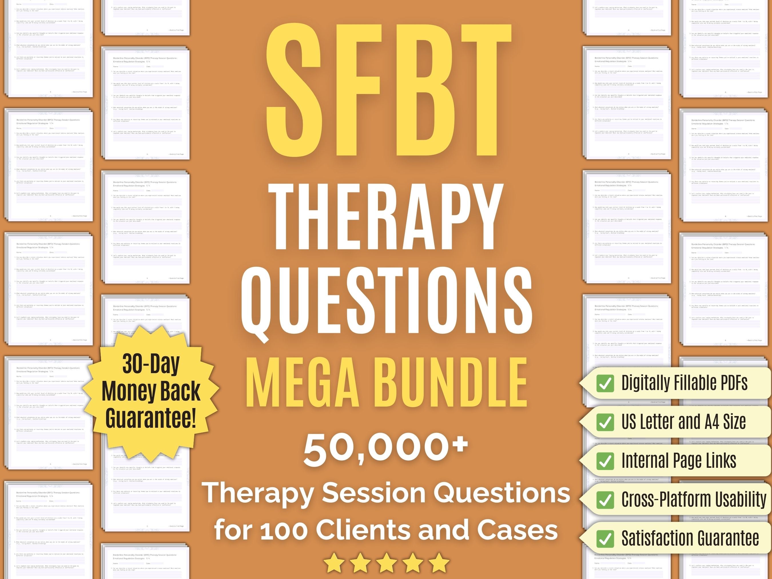 Solution-Focused Brief Therapy (SFBT) Session Questions Mega Bundle ...