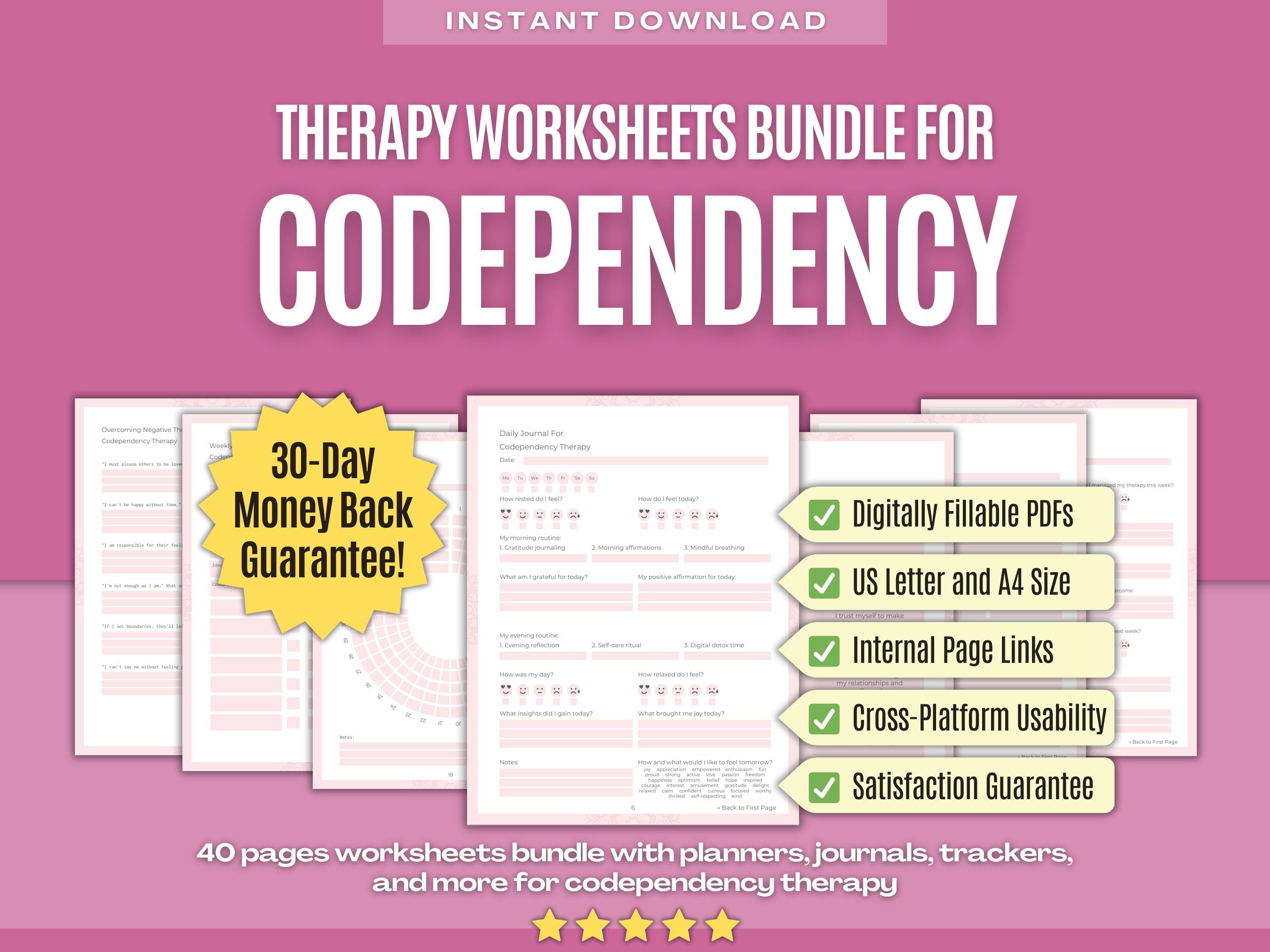 Codependency PDF Worksheets Bundle | Karlstein Publishing