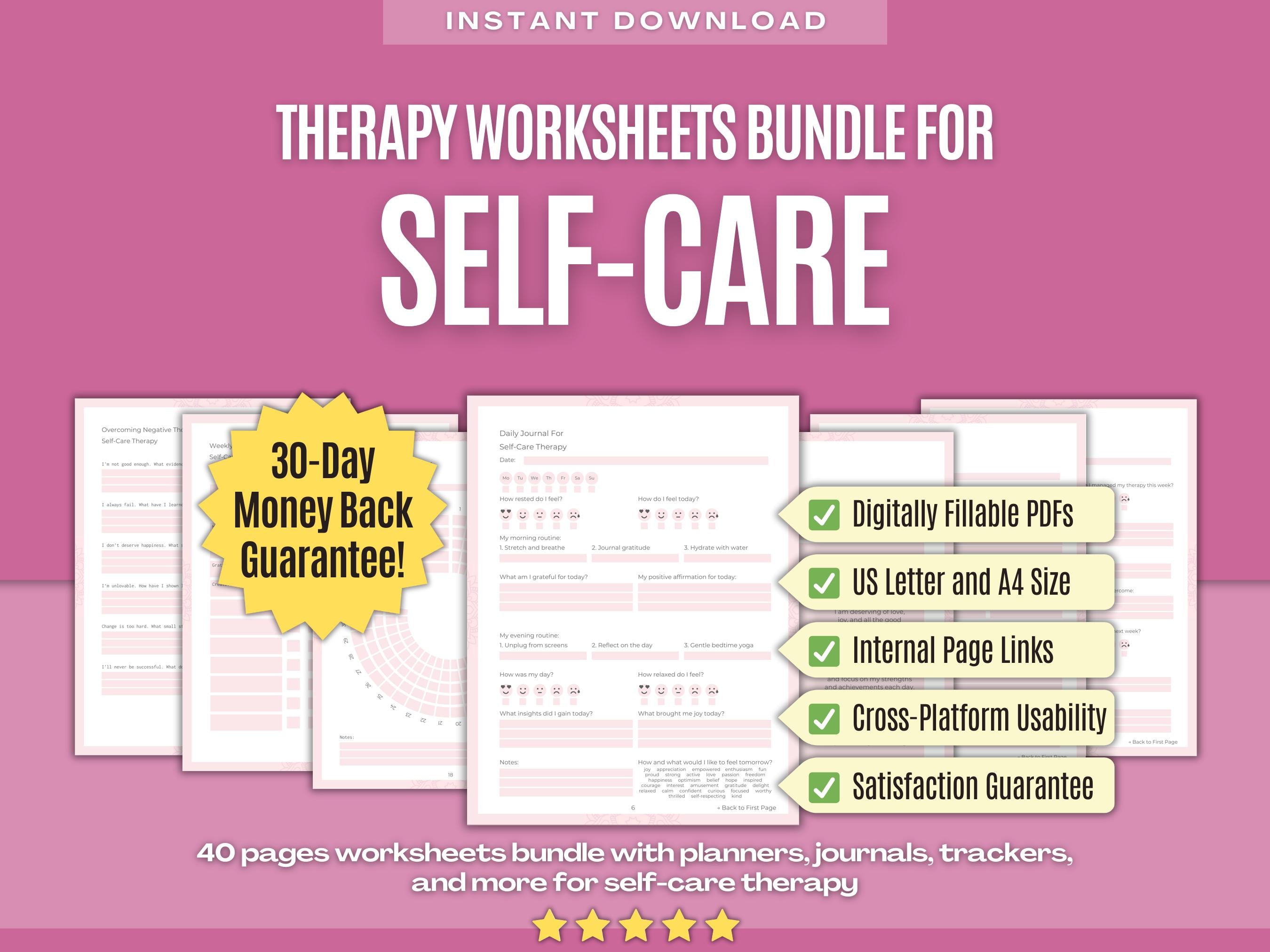 Self-Care PDF Worksheets Bundle | Karlstein Publishing